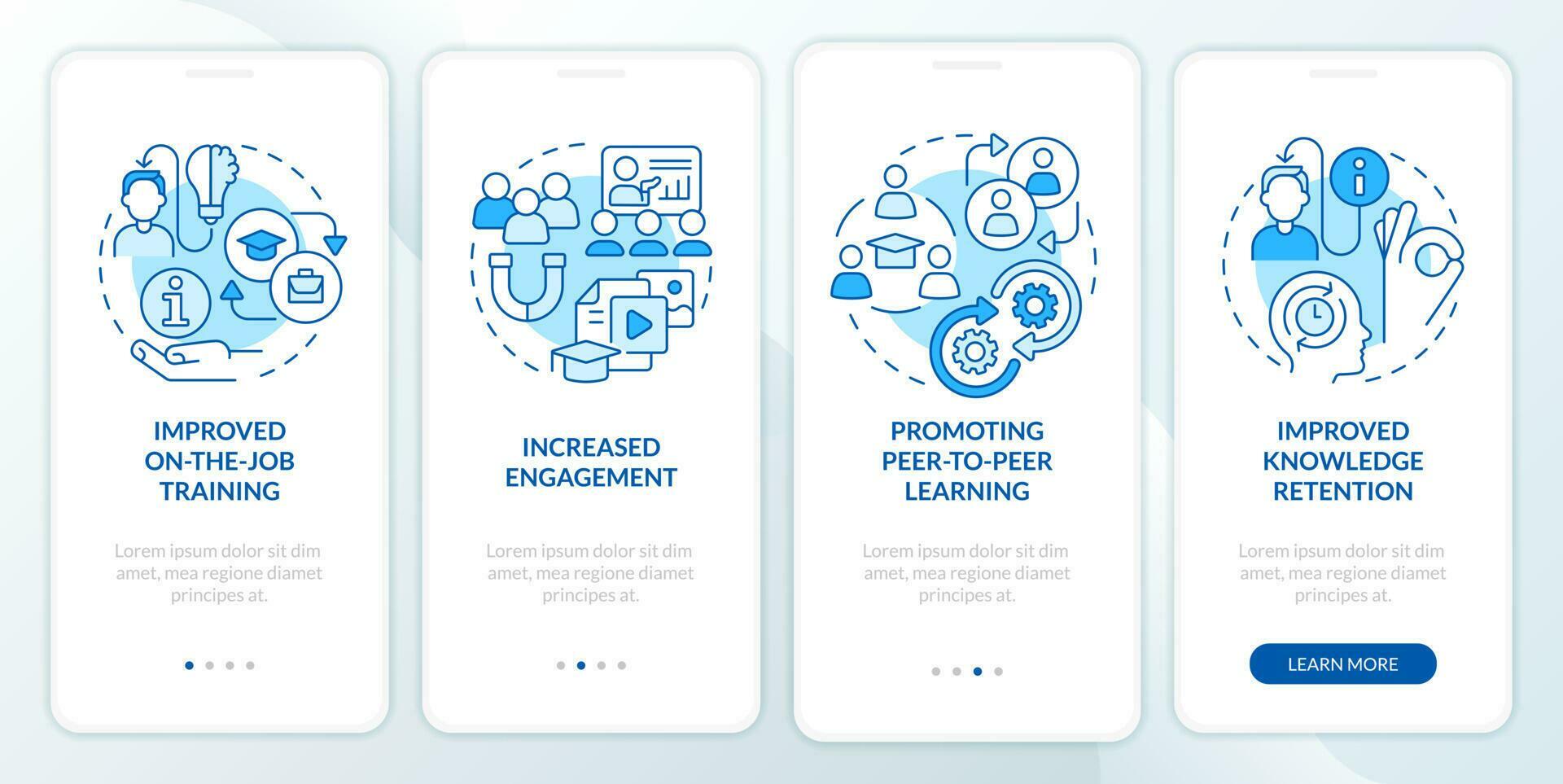 Microlearning Benefits Blue Onboarding Mobile App Screen Walkthrough 4