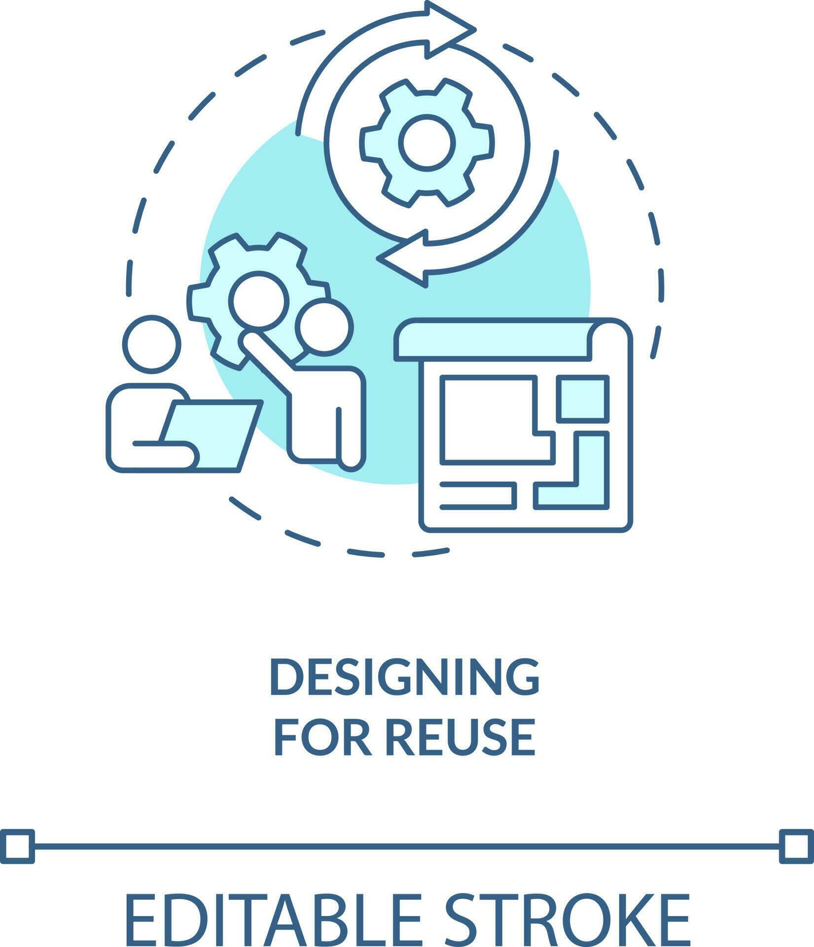 Designing for reuse turquoise concept icon. Reducing carbon. Net zero ...
