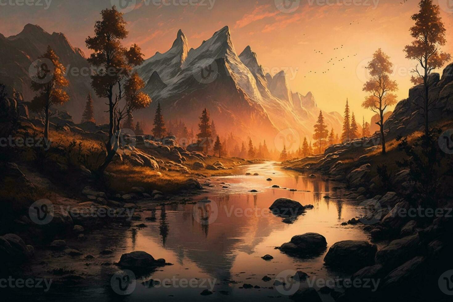 landscape of the river at the mountain in sunset AI Generated 23466075 ... landscape of the river at the mountain in sunset AI Generated 23466075 ...