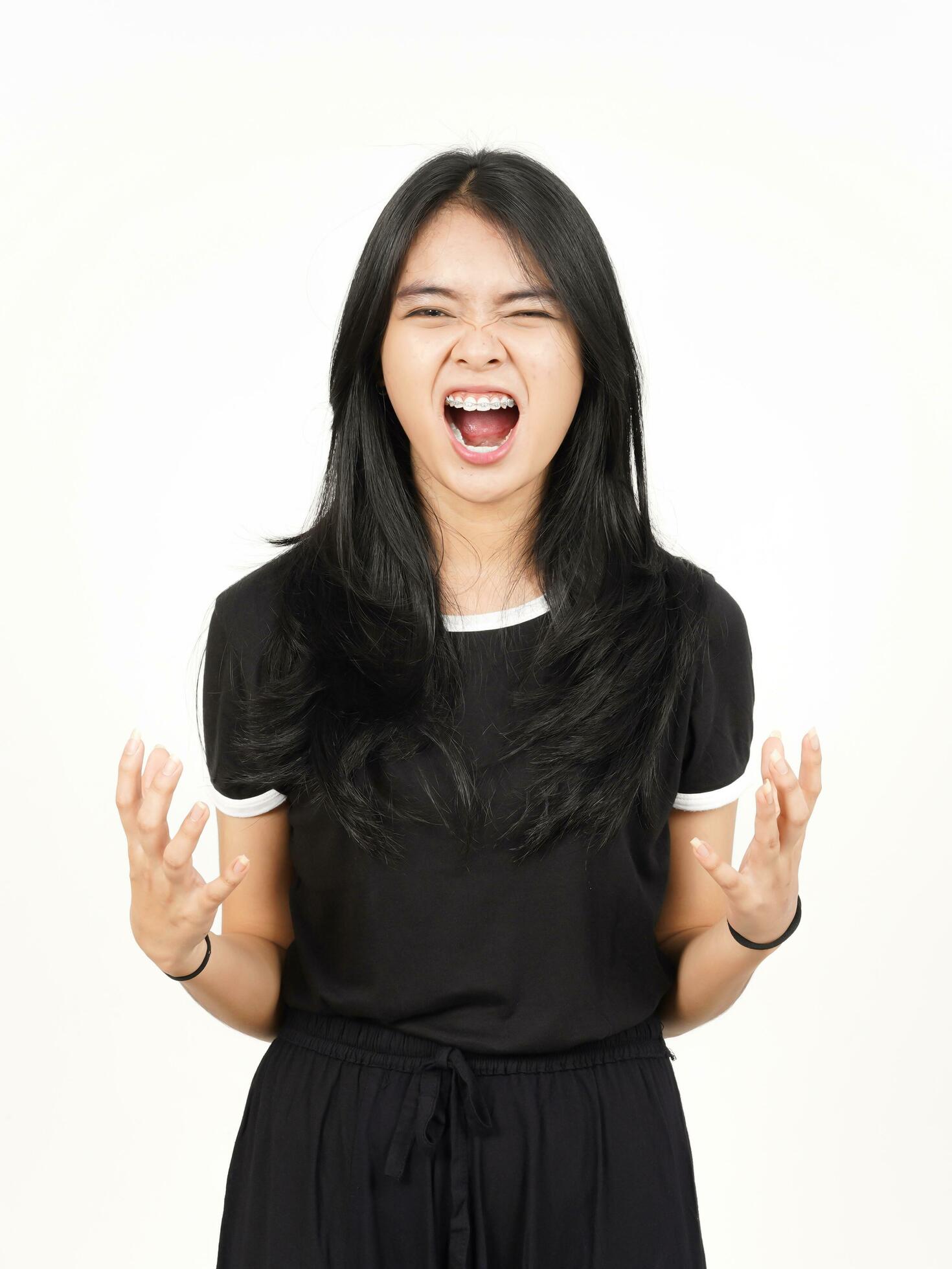 Scream and Angry Face Of Beautiful Asian Woman Isolated On White Background 23466578 Stock Photo ...