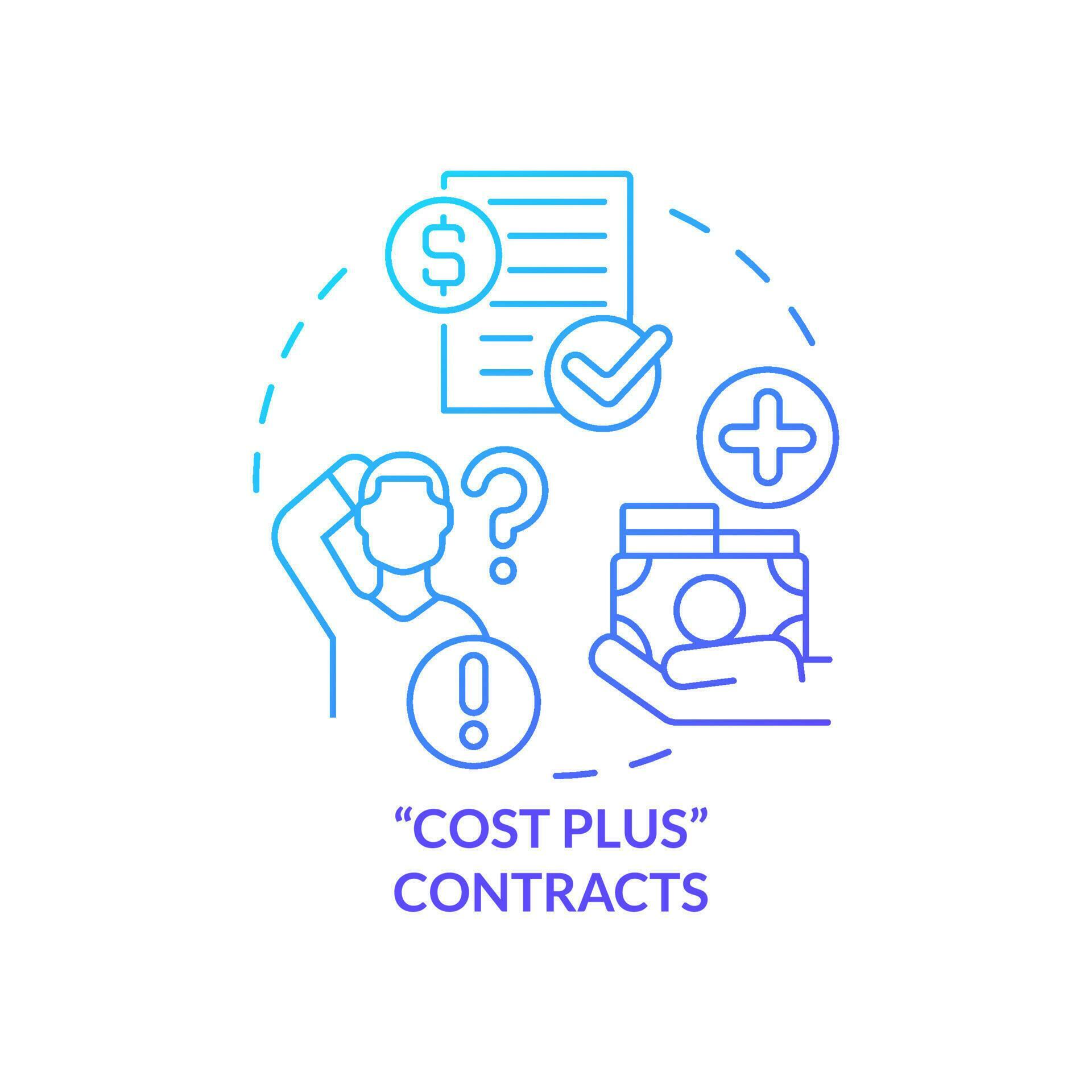 Cost Plus Contracts Blue Gradient Concept Icon Additional Fees
