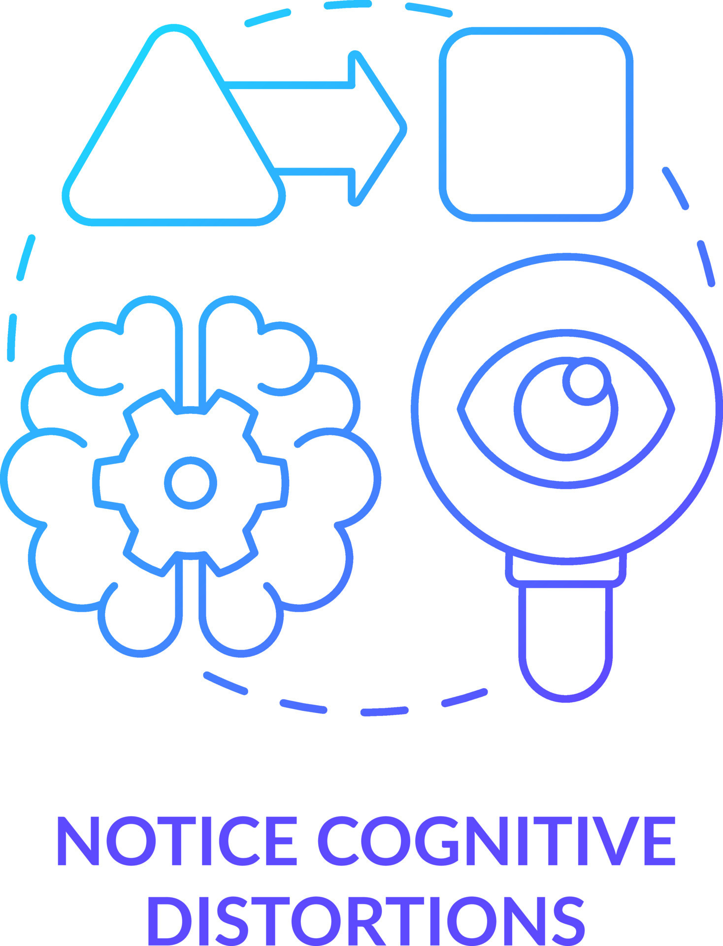 Notice Cognitive Distortions Blue Gradient Concept Icon Find Thoughts