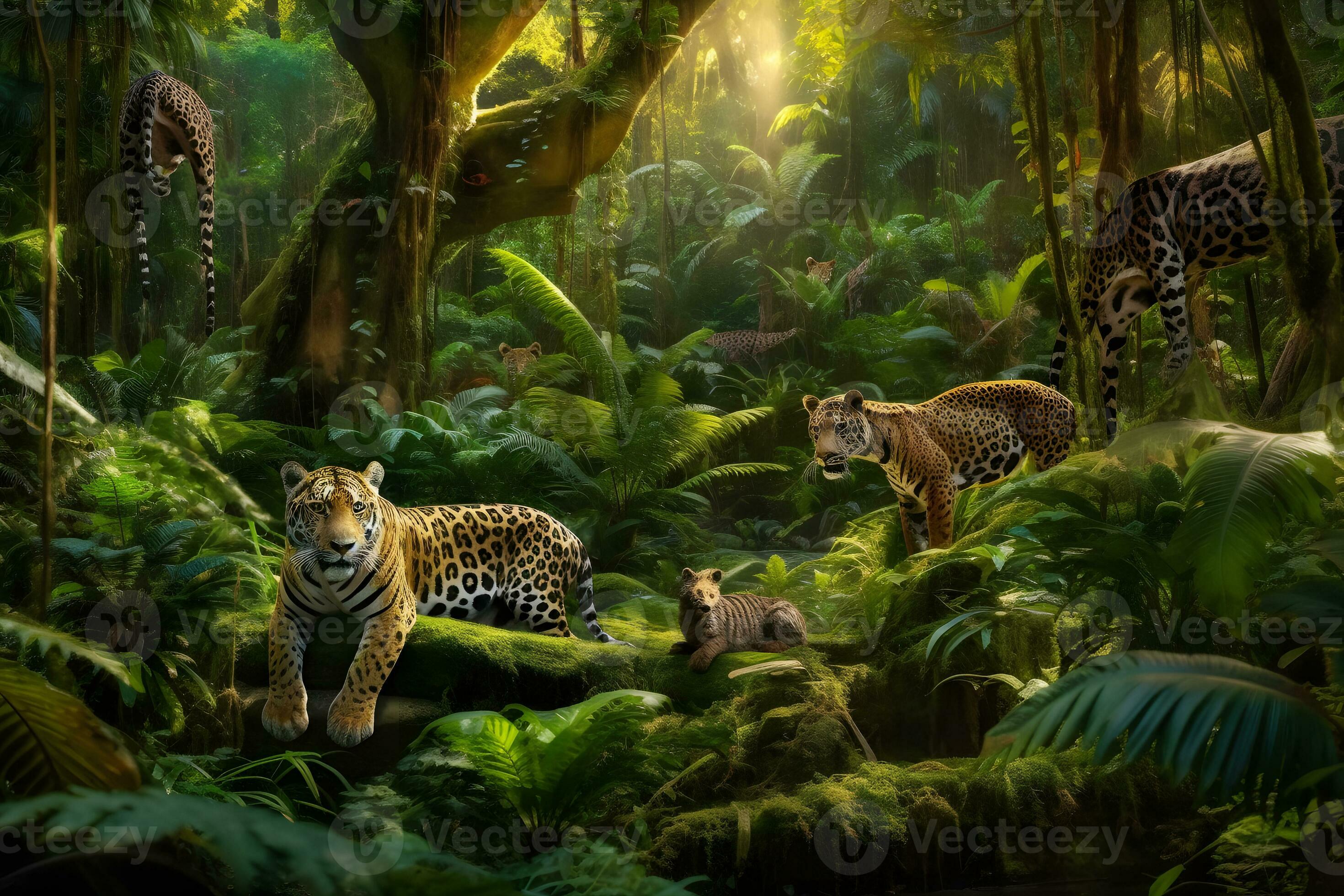 Forest with different animals, wildlife. Neural network AI generated ... Forest with different animals, wildlife. Neural network AI generated ...