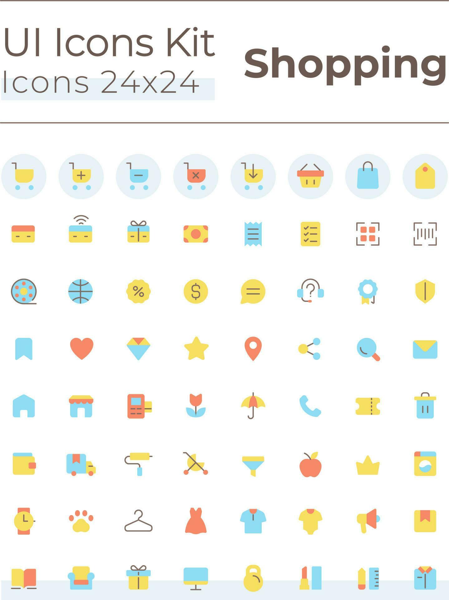 E commerce flat color ui icons set. Retail shop. Purchasing experience ...