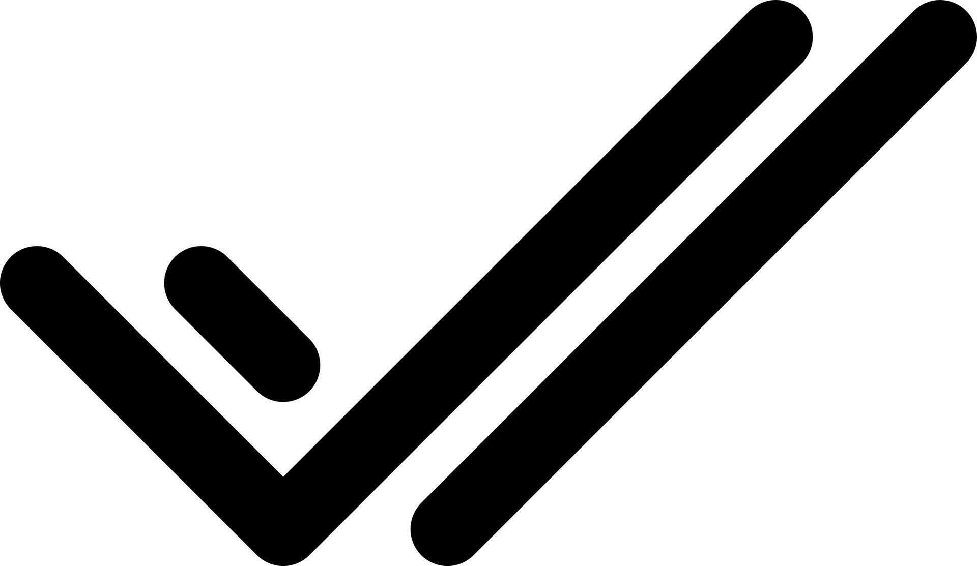 Two checkmarks black glyph ui icon. Messenger. Simple filled line ...