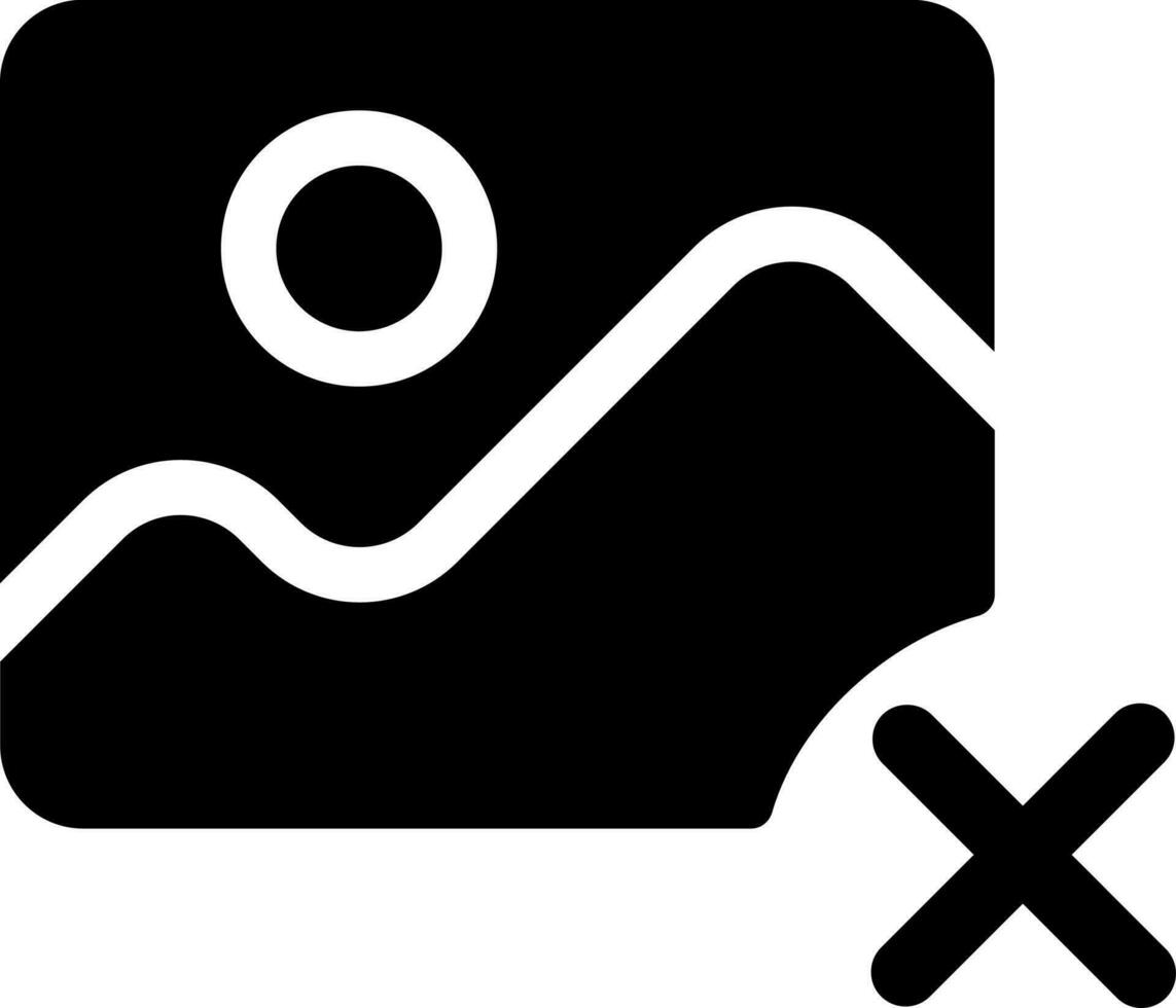 Delete photo black glyph ui icon. Cancel editing. Simple filled line element. User interface ...