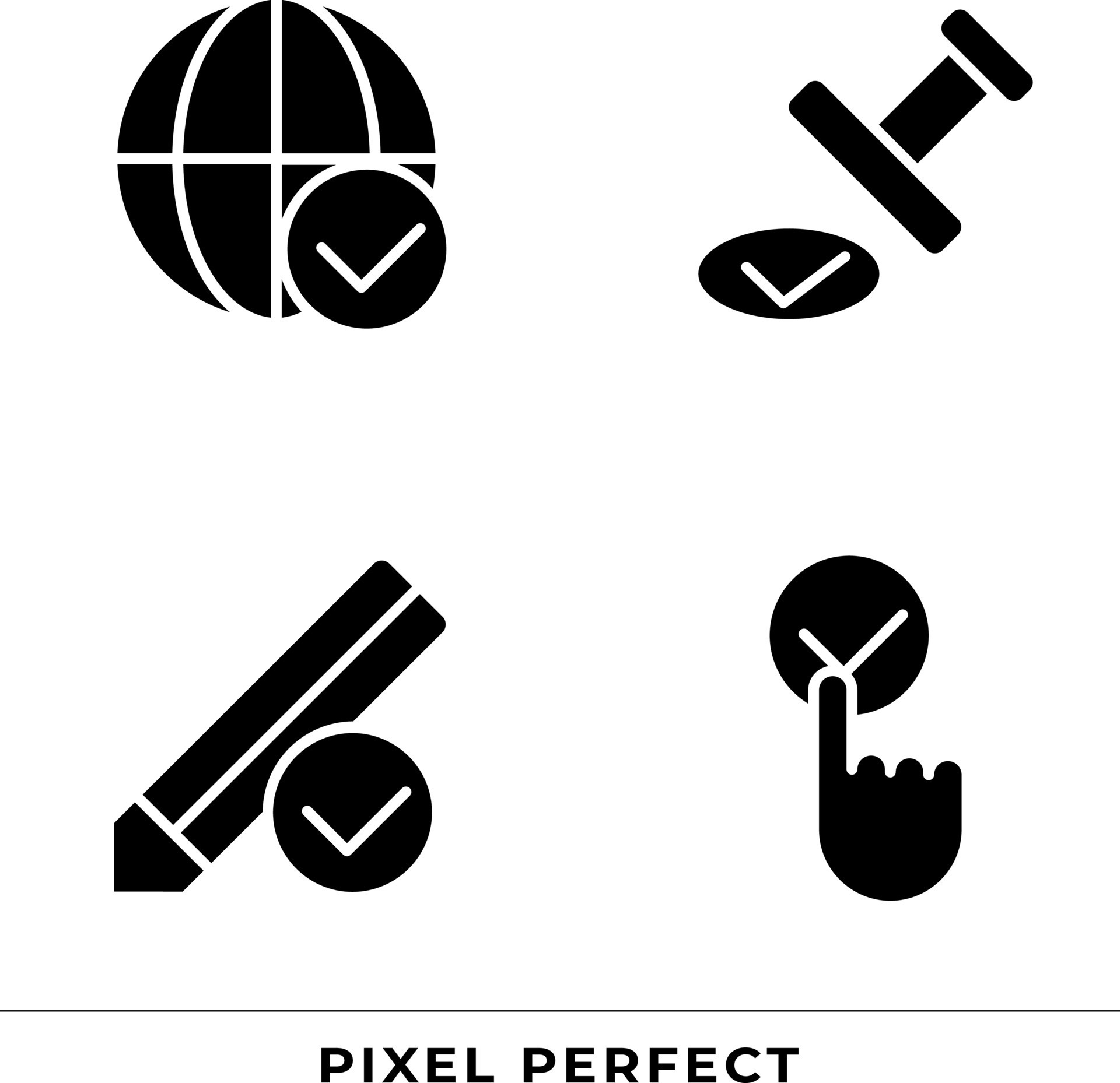 Checkmarks for data approvement black glyph icons set on white space ... Checkmarks for data approvement black glyph icons set on white space ...