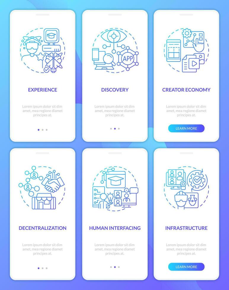 Layers Of Metaverse Technology Blue Gradient Onboarding Mobile App Screens Set Walkthrough 3