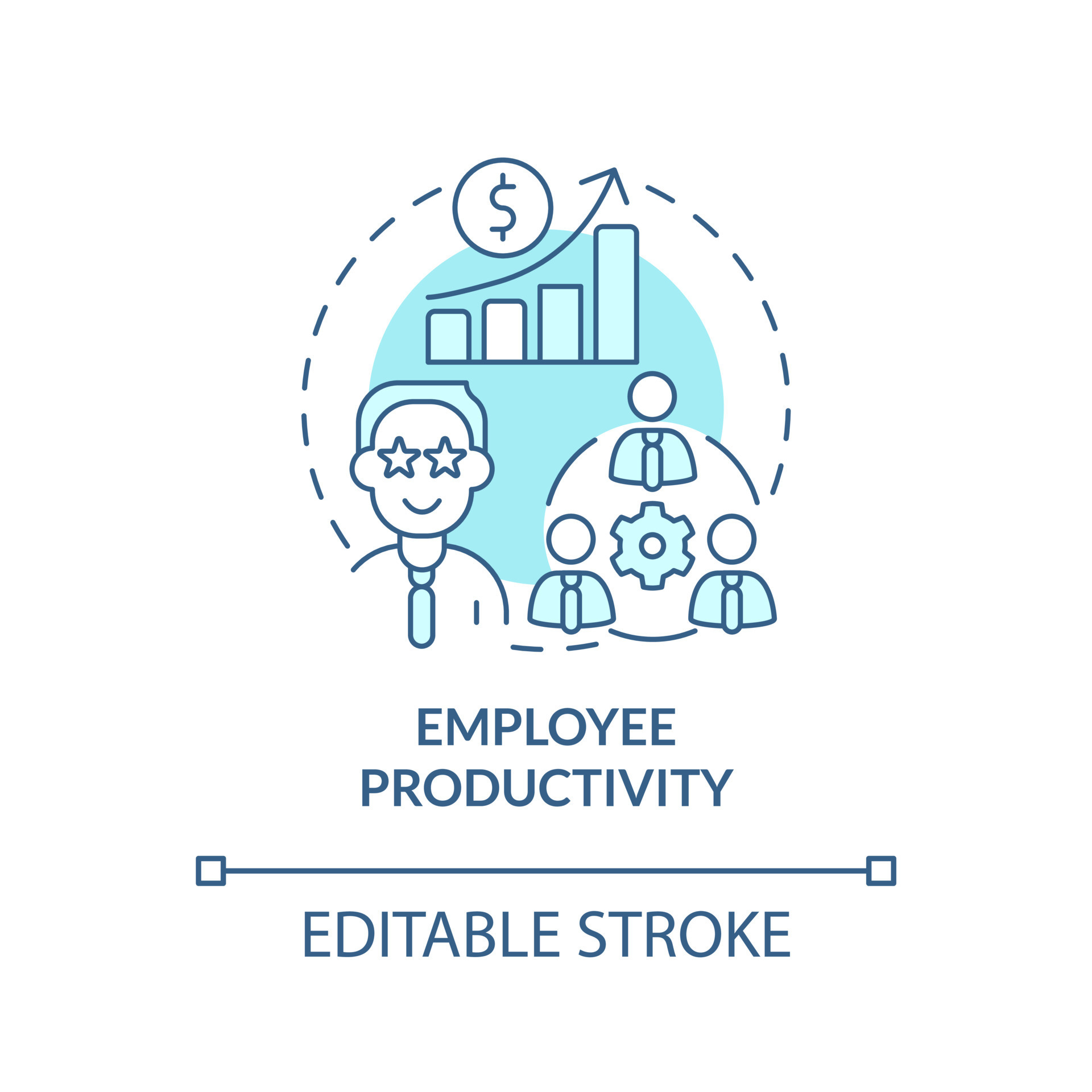 Employee productivity turquoise concept icon. Causal research example ... Employee productivity turquoise concept icon. Causal research example ...