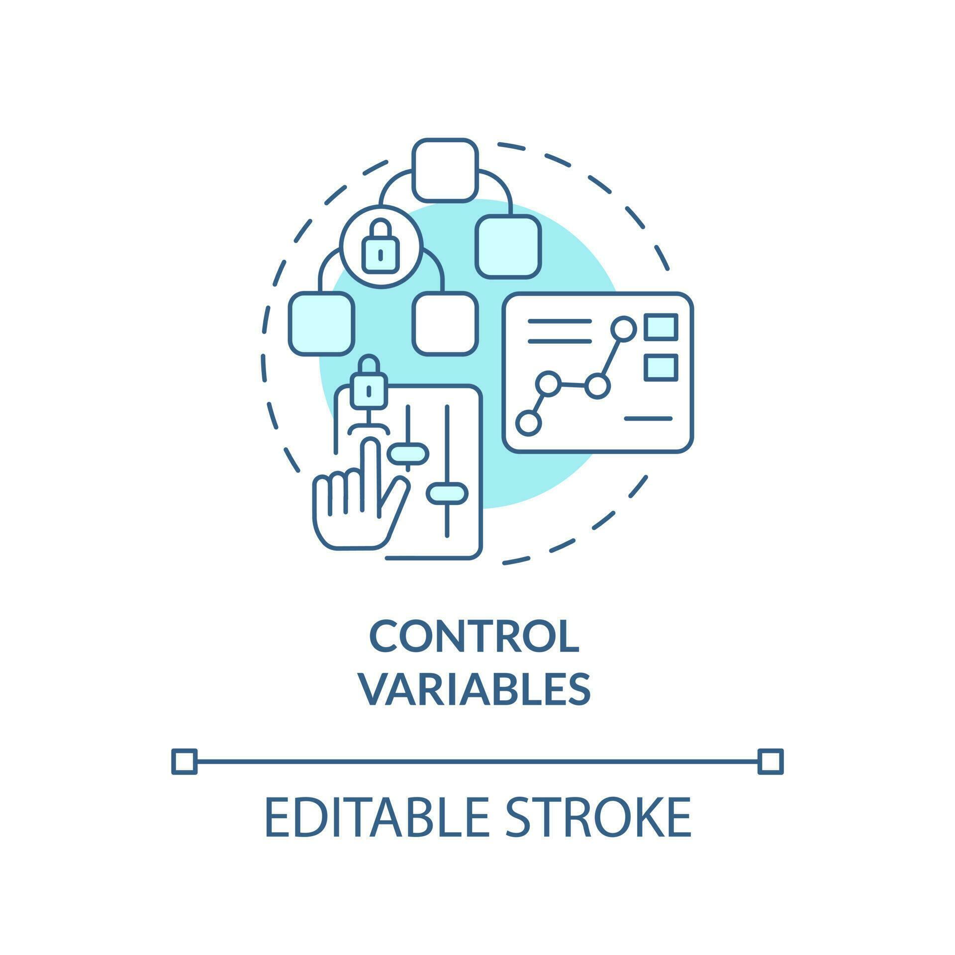 Control variables turquoise concept icon. Causal research changeable and principles abstract ...