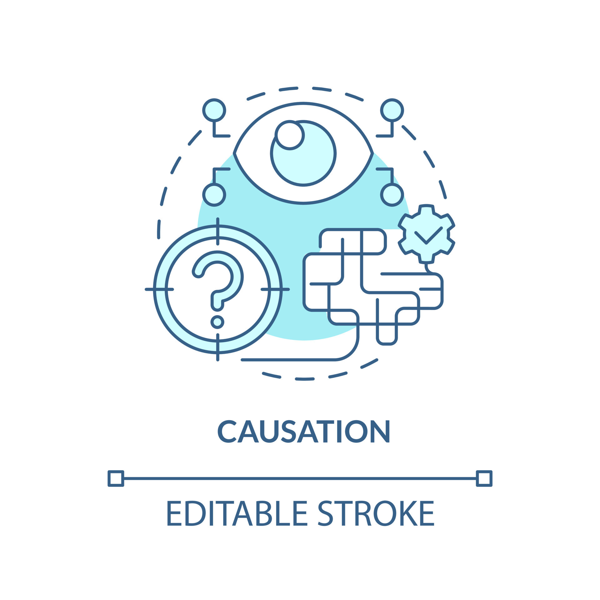 Causation turquoise concept icon. Causal research variables and ... Causation turquoise concept icon. Causal research variables and ...