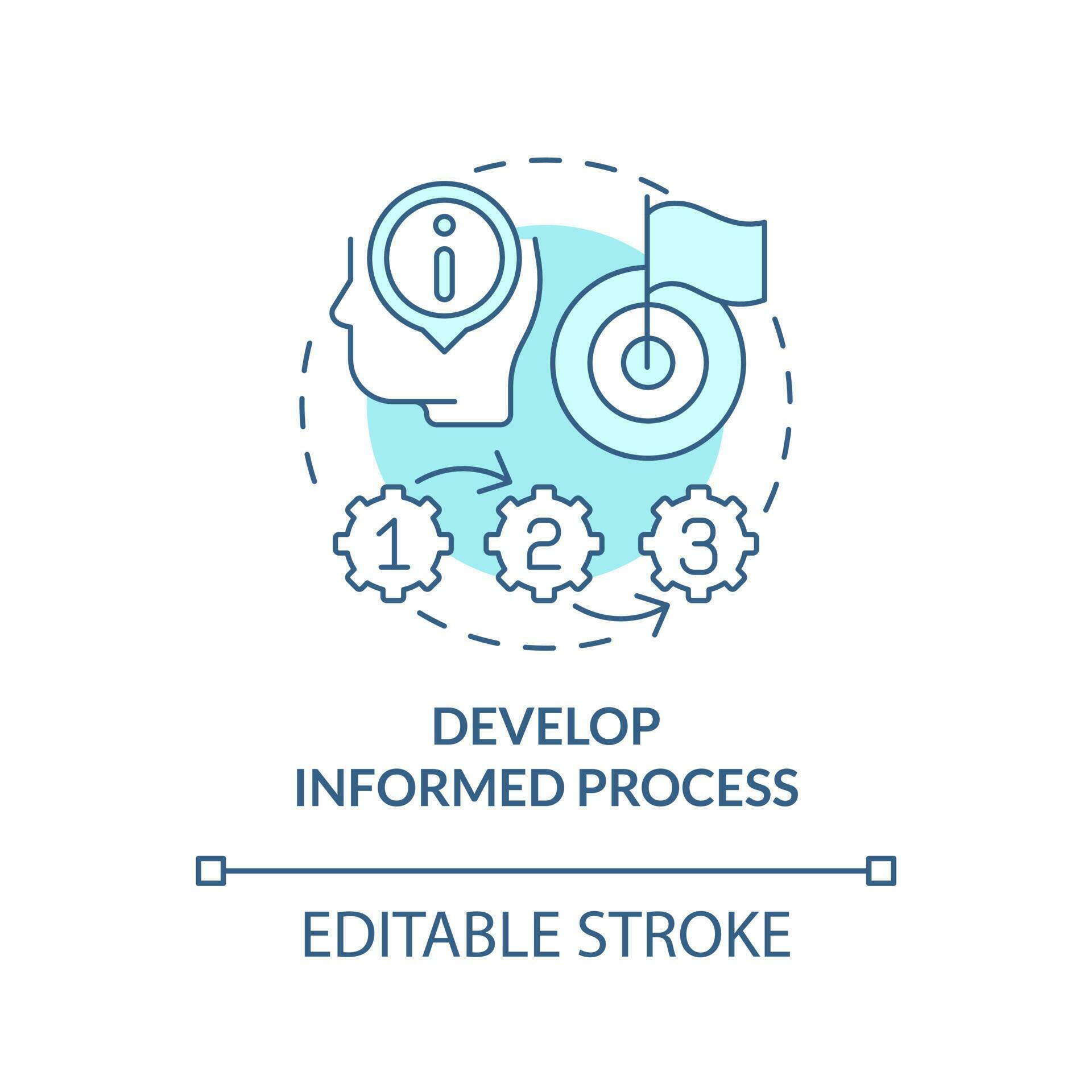 Develop informed process turquoise concept icon. Causal research ... Develop informed process turquoise concept icon. Causal research ...