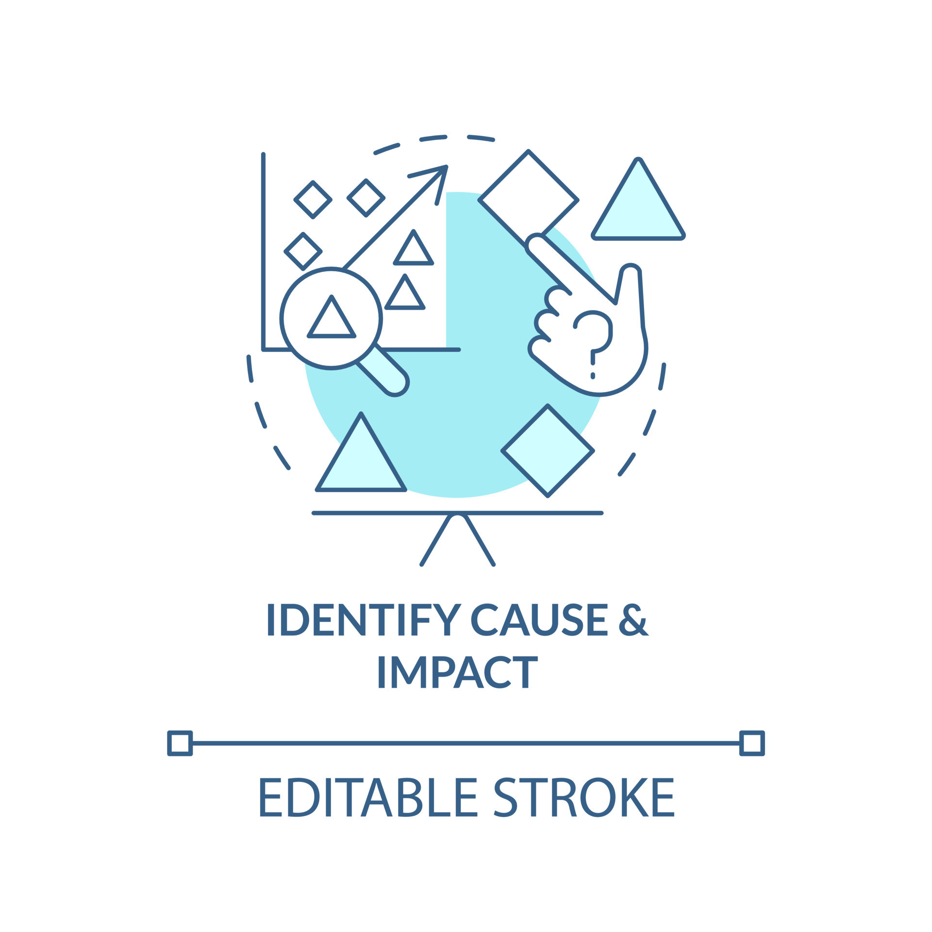 Identify cause and impact turquoise concept icon. Causal research ... Identify cause and impact turquoise concept icon. Causal research ...