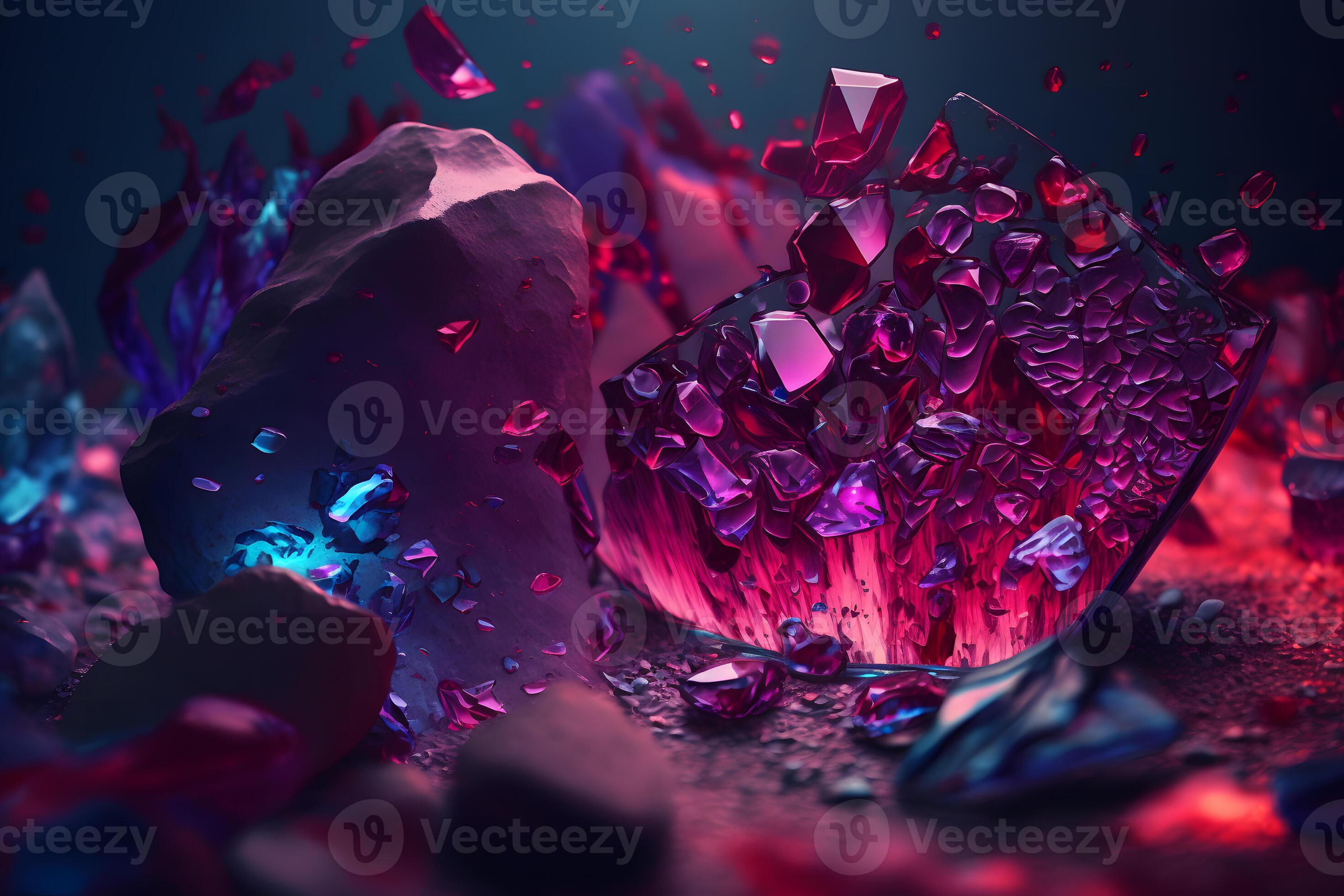Abstract art background with part of surreal ruby gemstone crystal with ...
