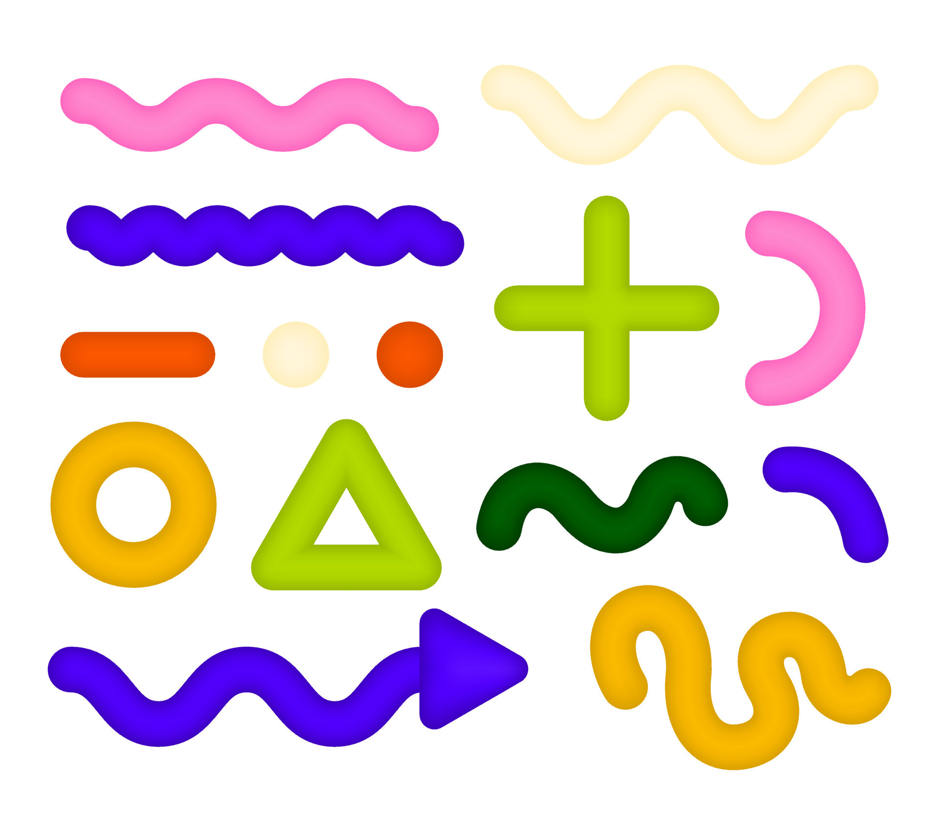 Set of bright 3d geometric shapes in retro style. Graphic shapes and ...