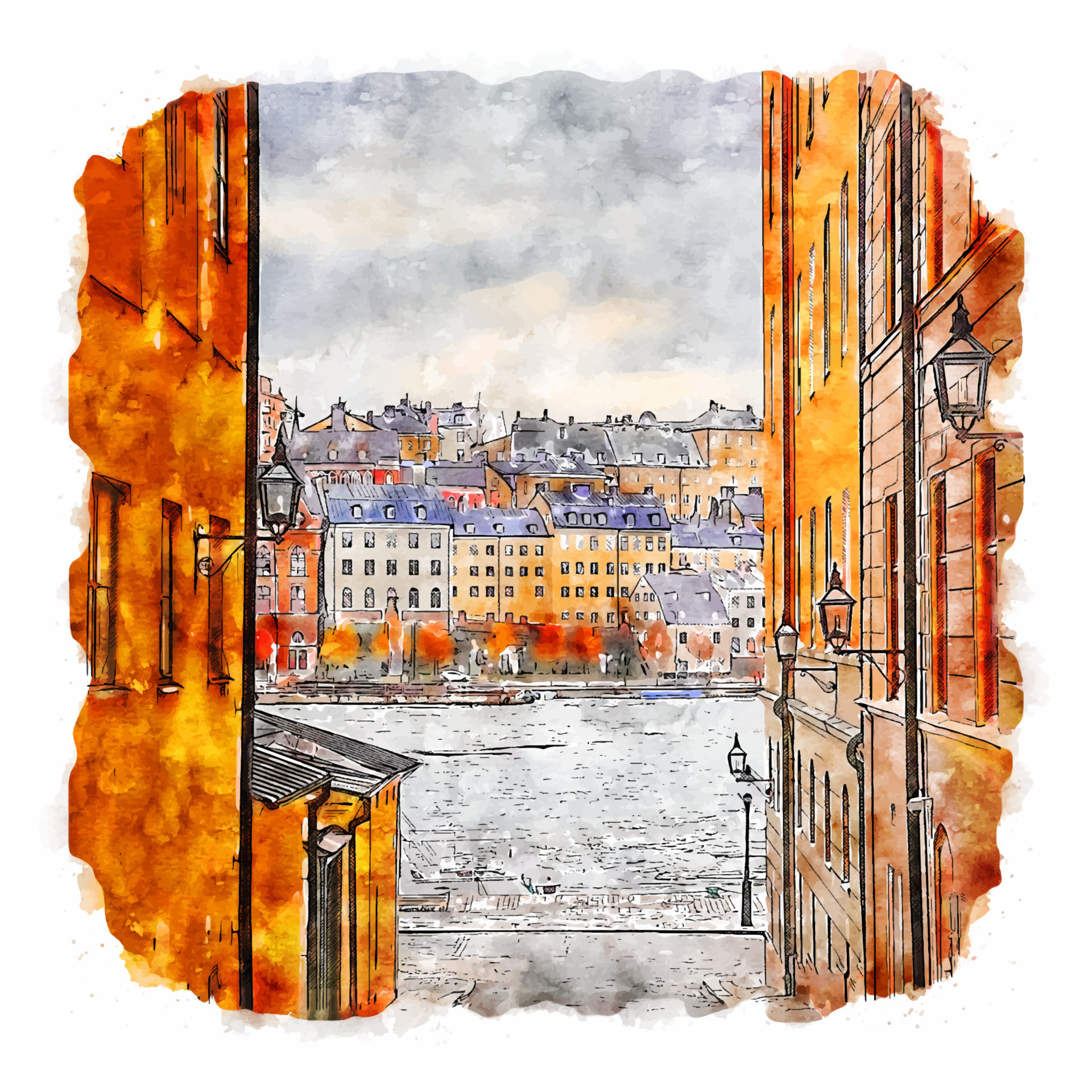 Stockholm Sweden Watercolor sketch hand drawn illustration 23474765 ... Stockholm Sweden Watercolor sketch hand drawn illustration 23474765 ...