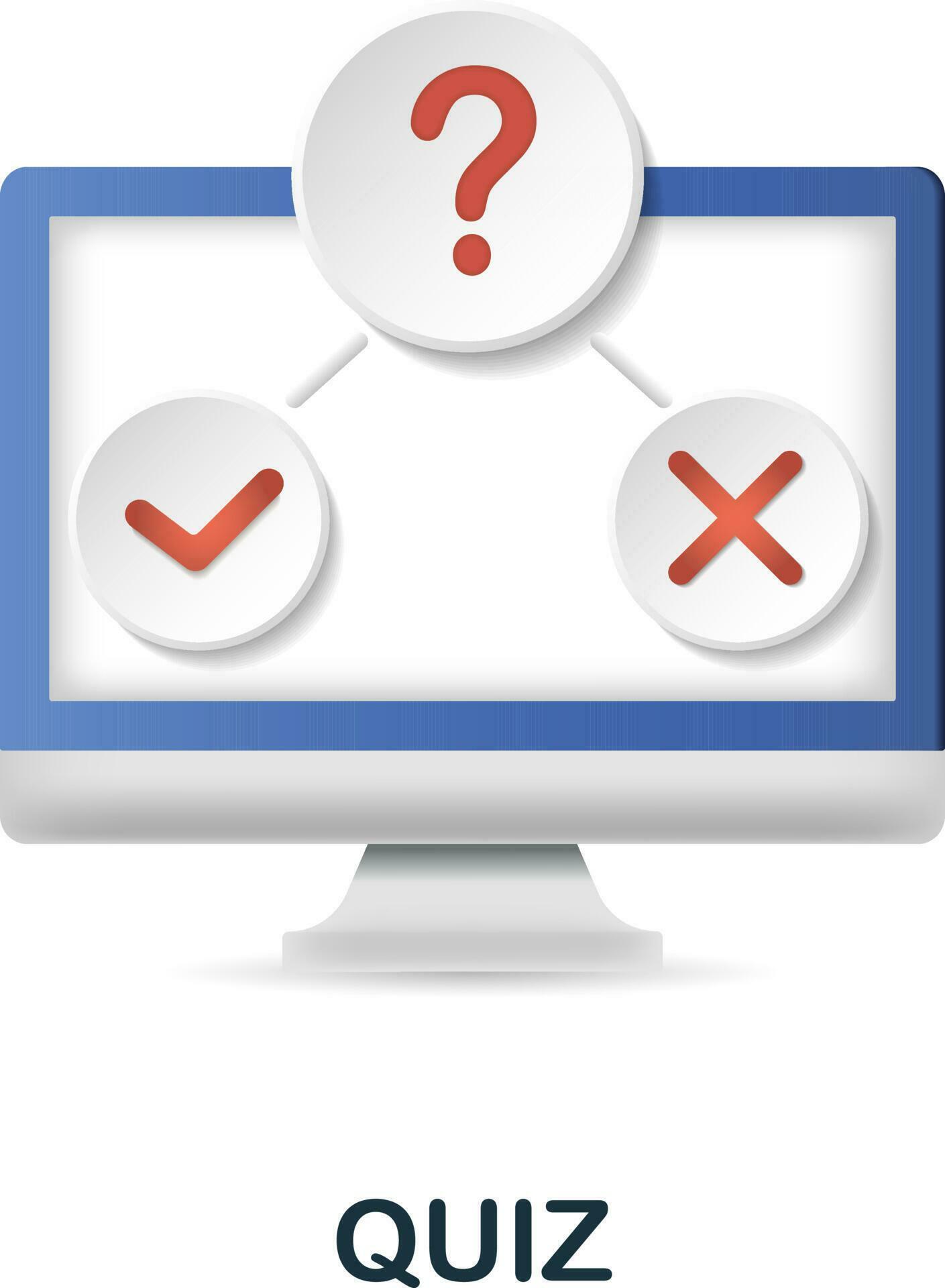 Quiz icon. 3d illustration from e-learning collection. Creative Quiz 3d ...