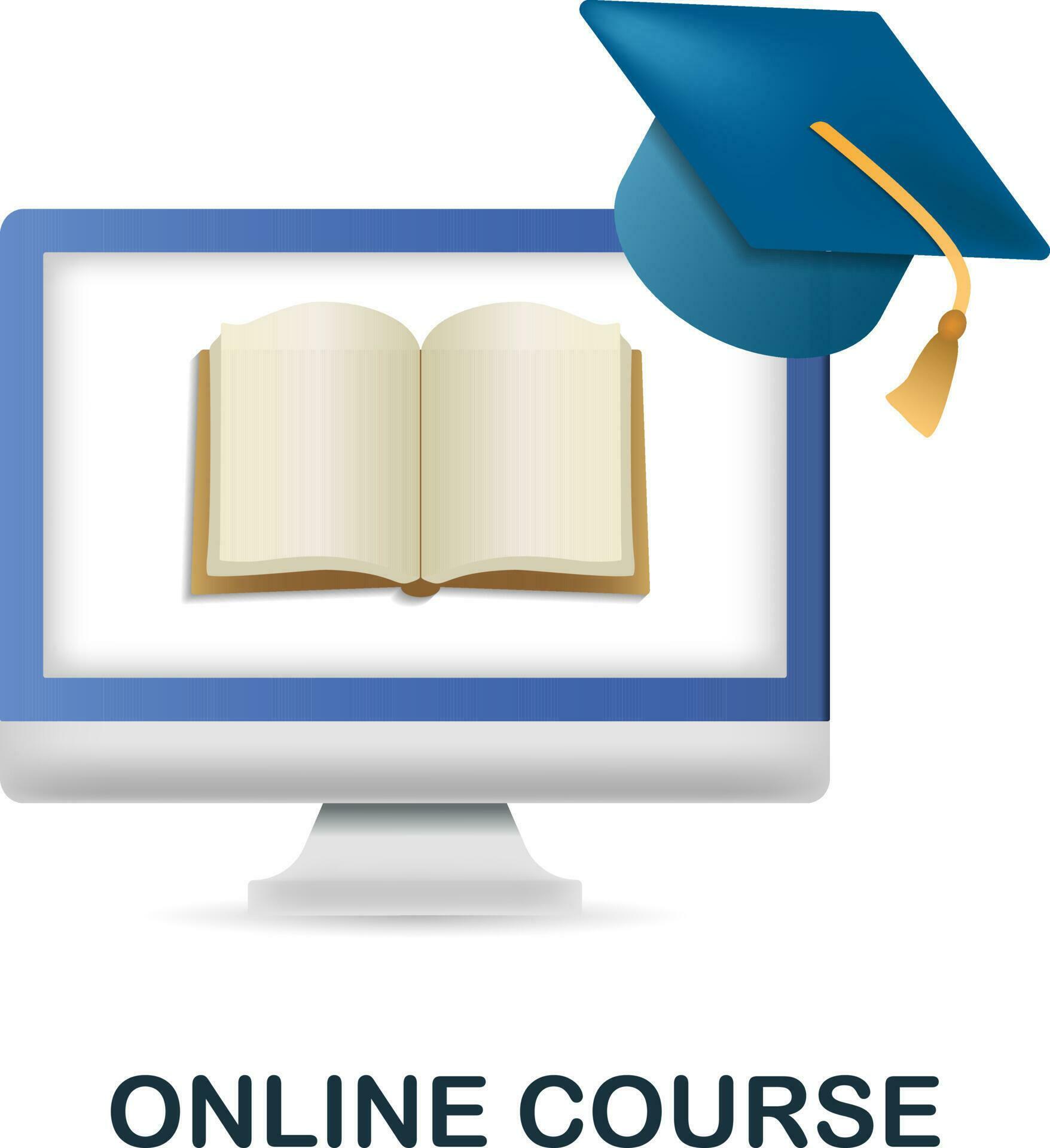 Online Course icon. 3d illustration from e-learning collection ...