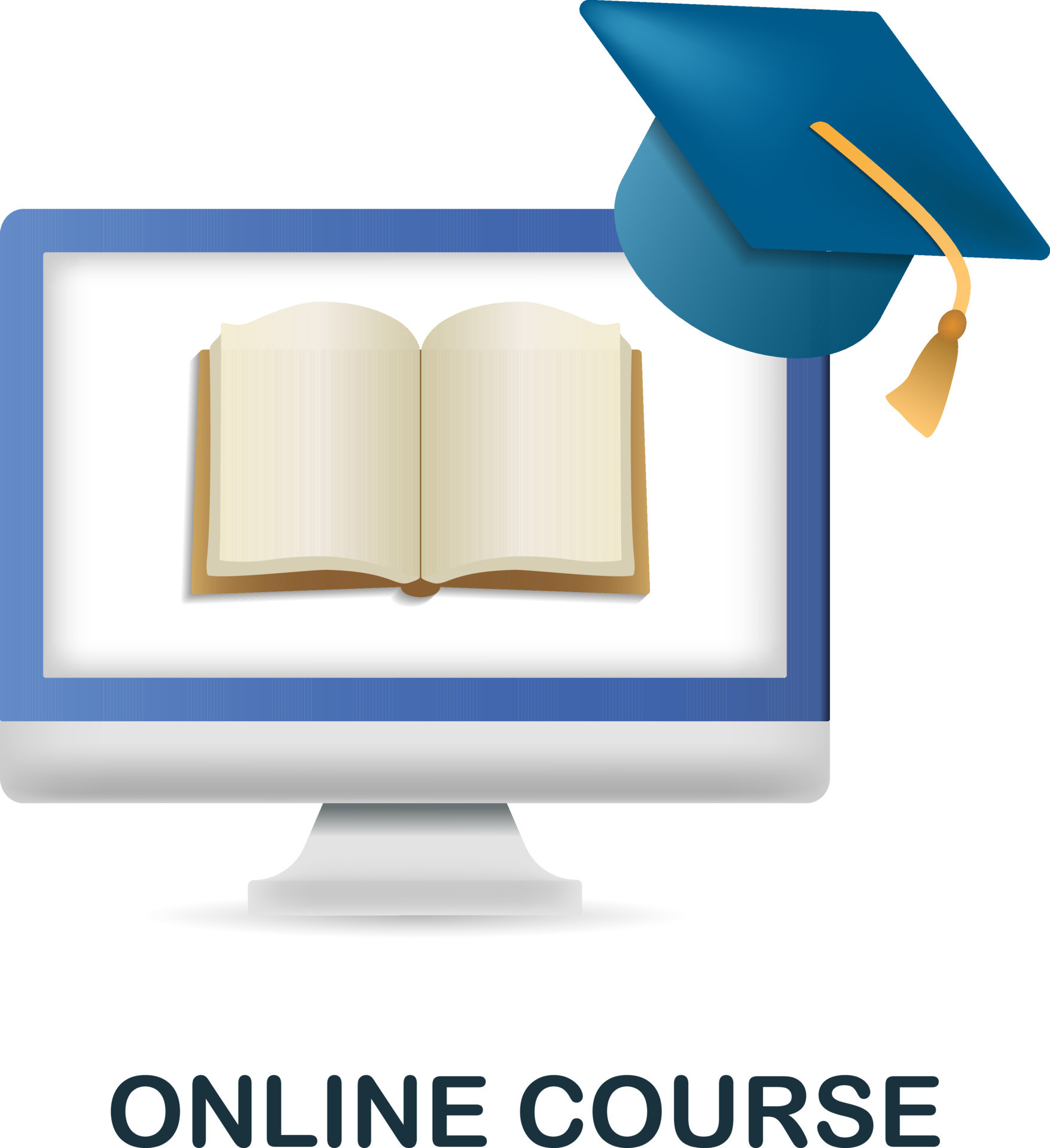 en línea curso icono. 3d ilustración desde e-learning recopilación. creativo en línea curso 3d ...