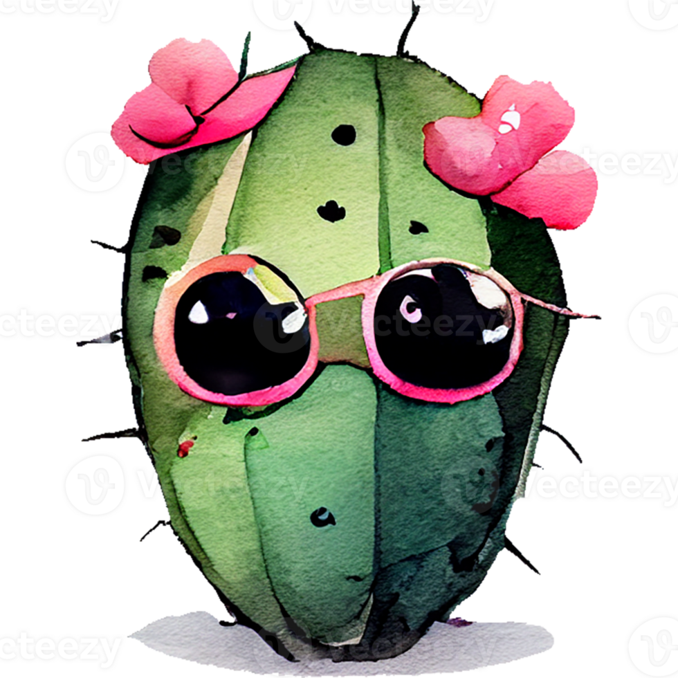 Cute Cactus Watercolor Clipart 23475715 Png