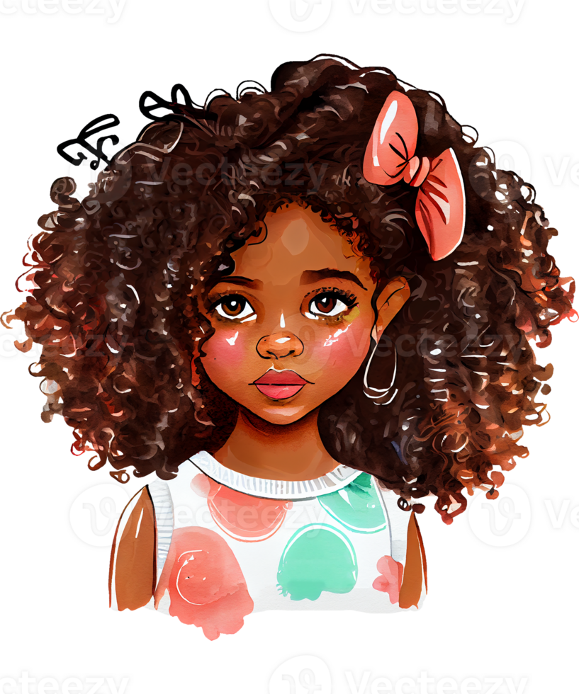 Free Curly Girl Black Watercolor Ai Generative 23475862 Png With