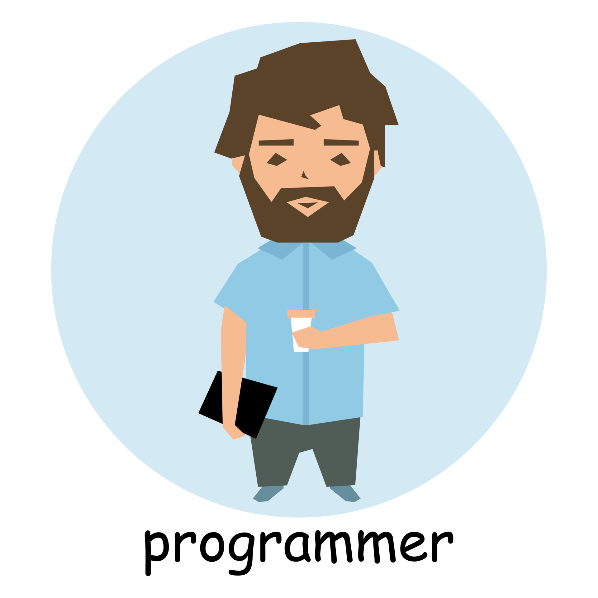 Male Programmer Character Profession Illustration In Flat Cartoon Style Vector 23475953