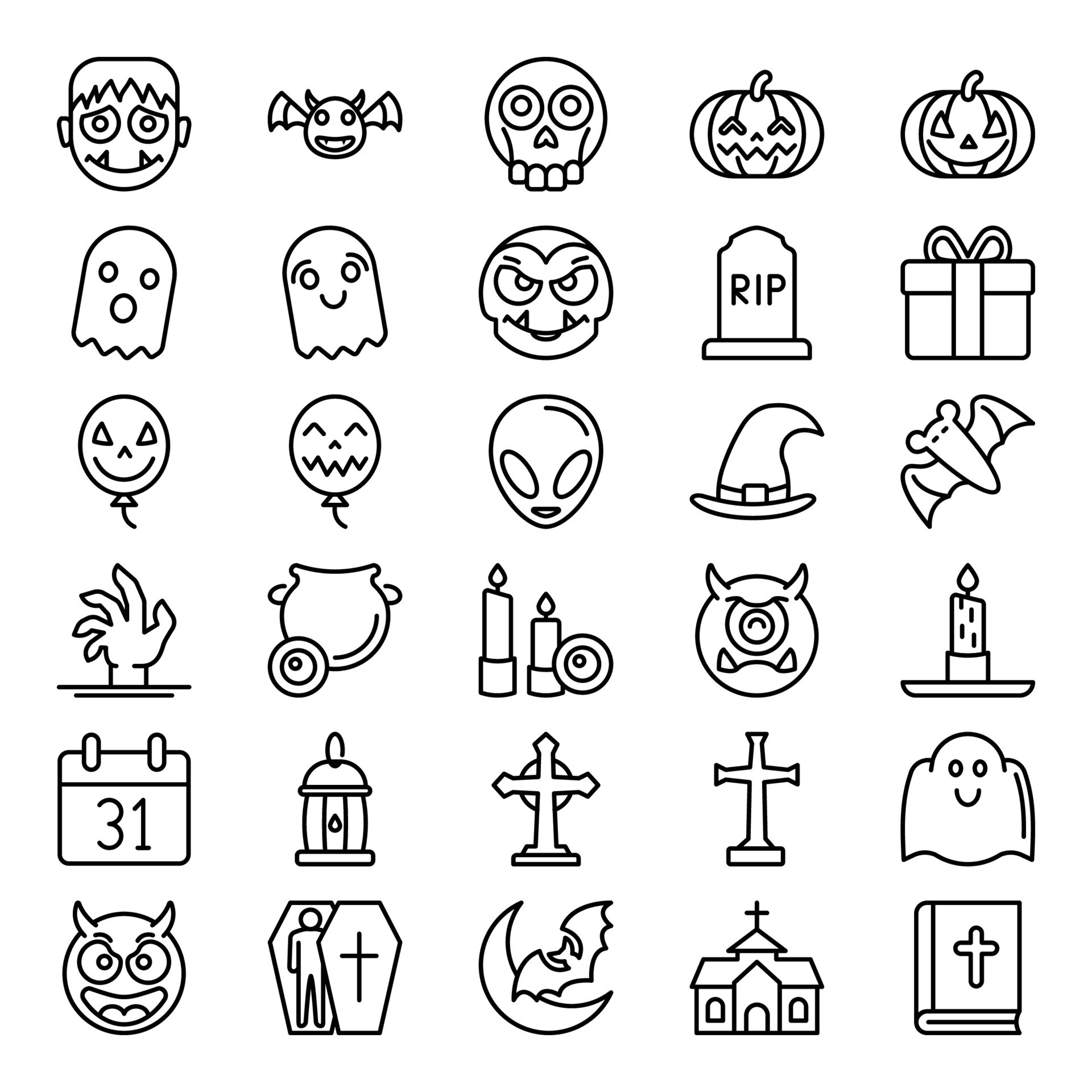 Outline Icons For Halloween 23478452 Vector Art At Vecteezy