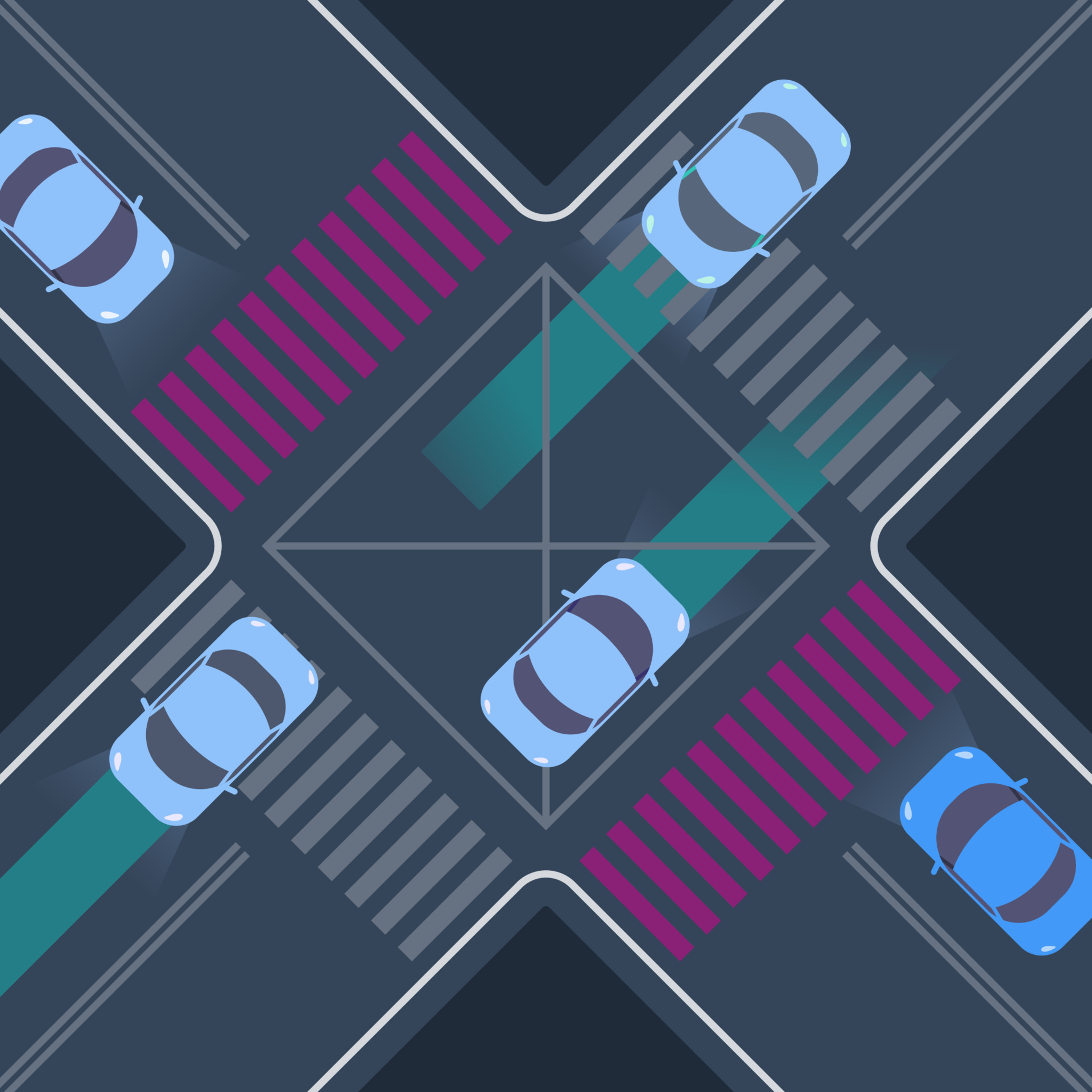 Autonomous Self Driving Car Artificial Intelligence Vector Illustration