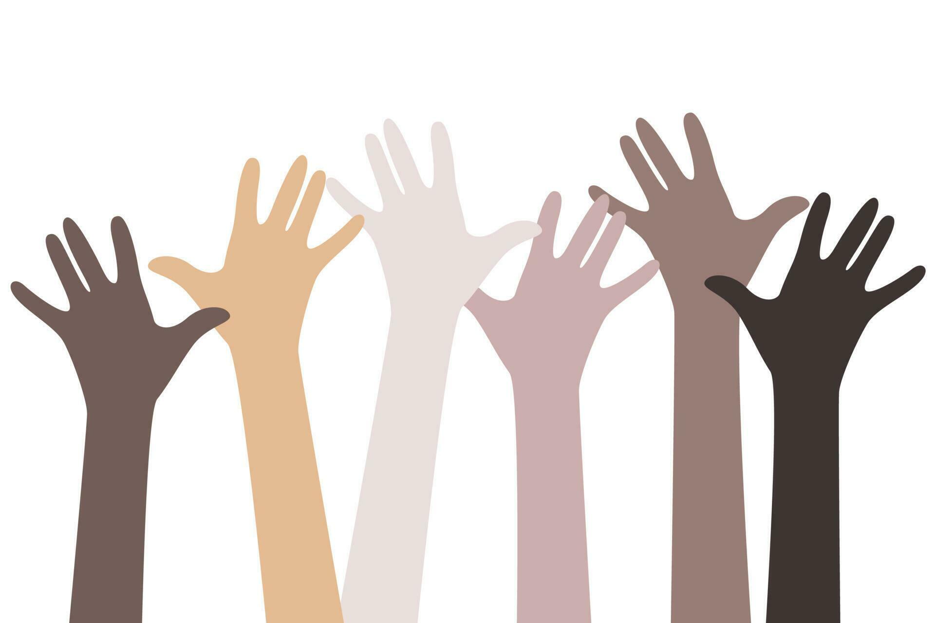 Unity concept with rising hands 23480351 Vector Art at Vecteezy