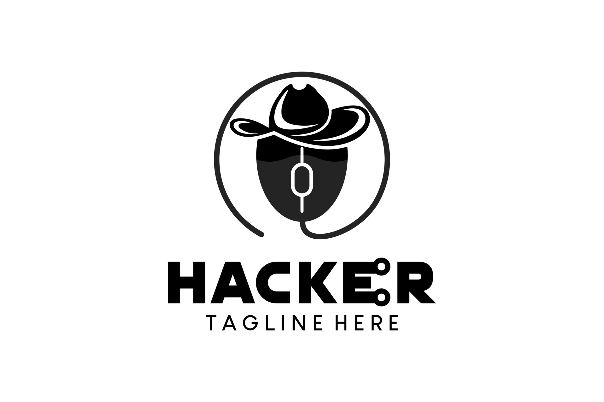 Hacker logo vector illustration design with creative computer mouse ...