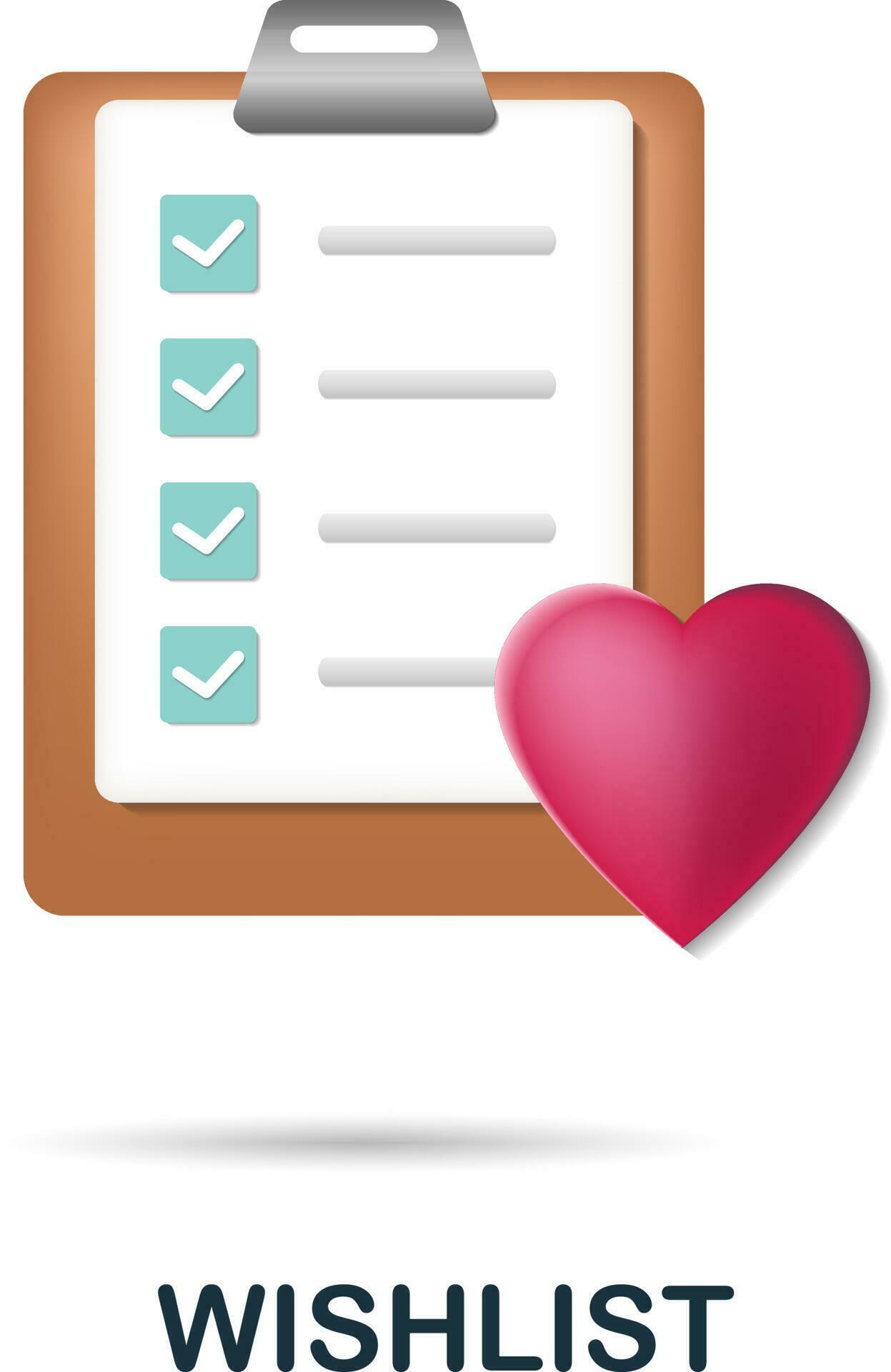 Wishlist icon. 3d illustration from e-commerce collection. Creative ...