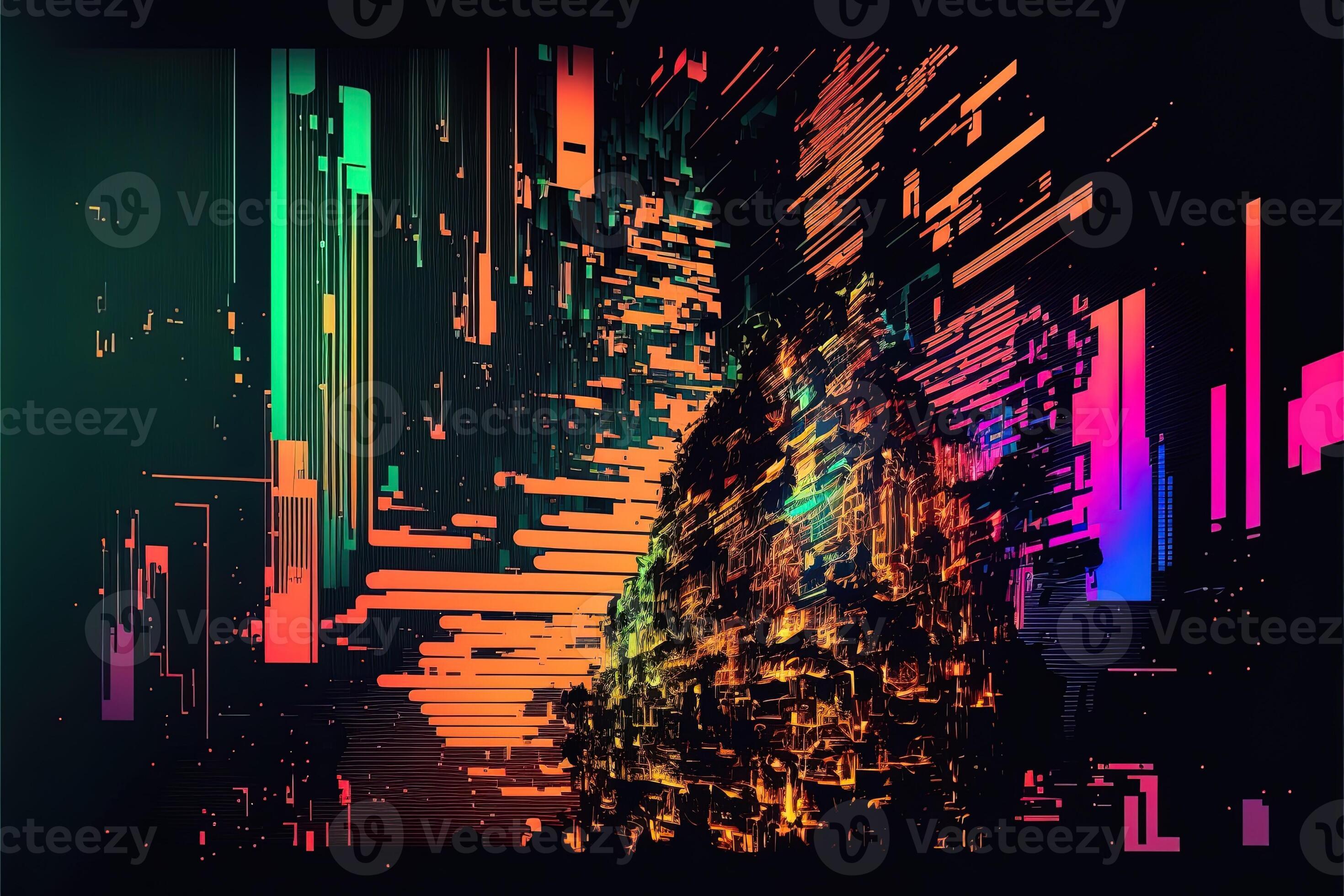 Abstract background with interlaced digital glitch and distortion ...