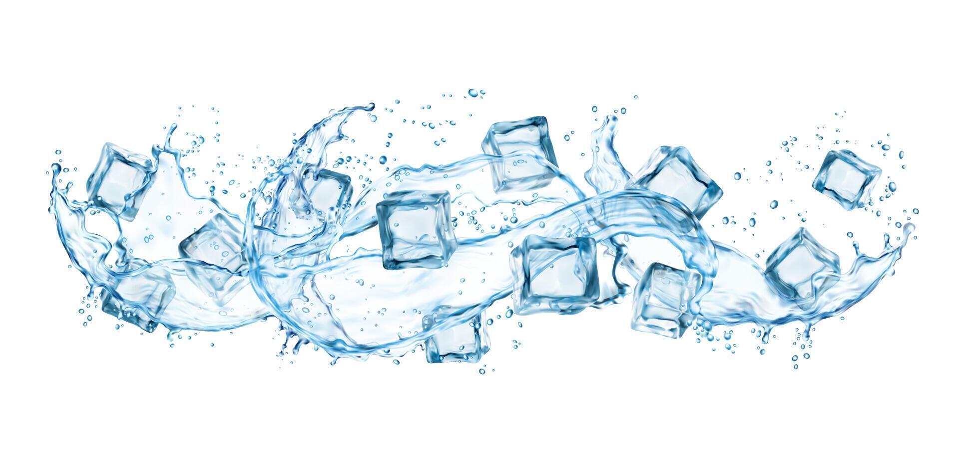 Frozen Ice Cubes And Water Wave Splash Vector 23486412 Vector Art At
