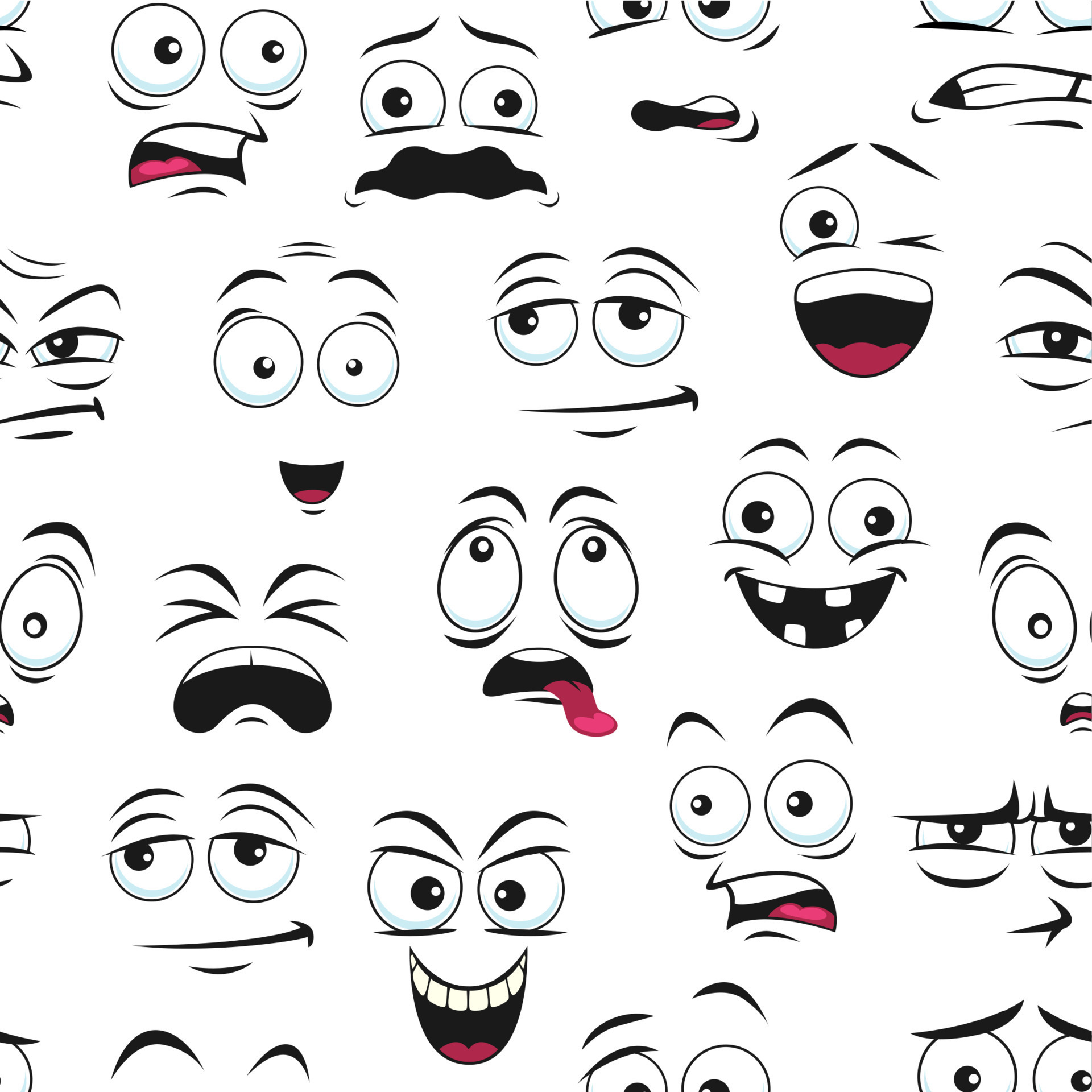 Cartoon Face Expression Pattern Funny Smile Eyes 23486838 Vector Art At Vecteezy