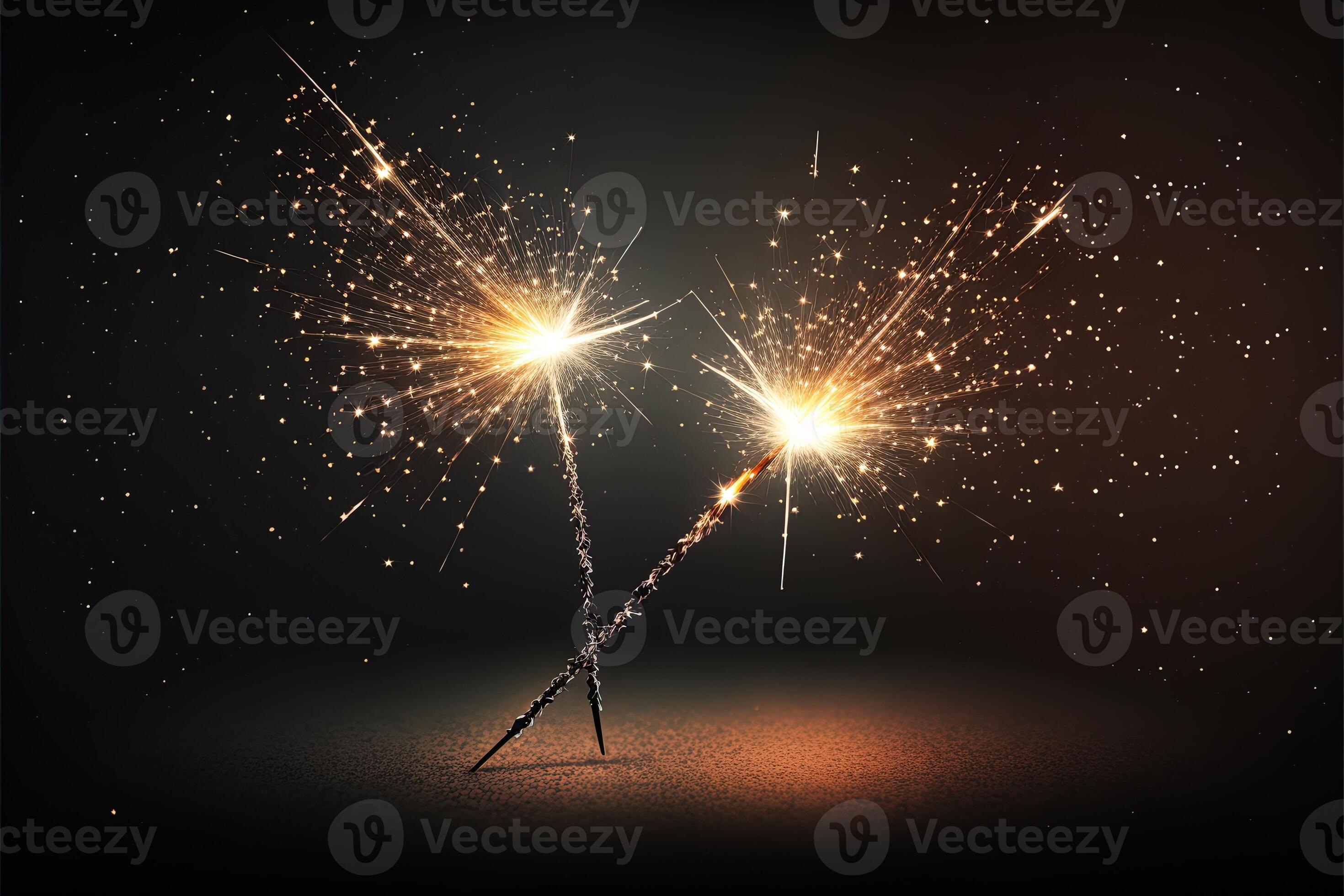 Two sparklers in an obscure background with lots of copy space, perfect for backgrounds happy ...
