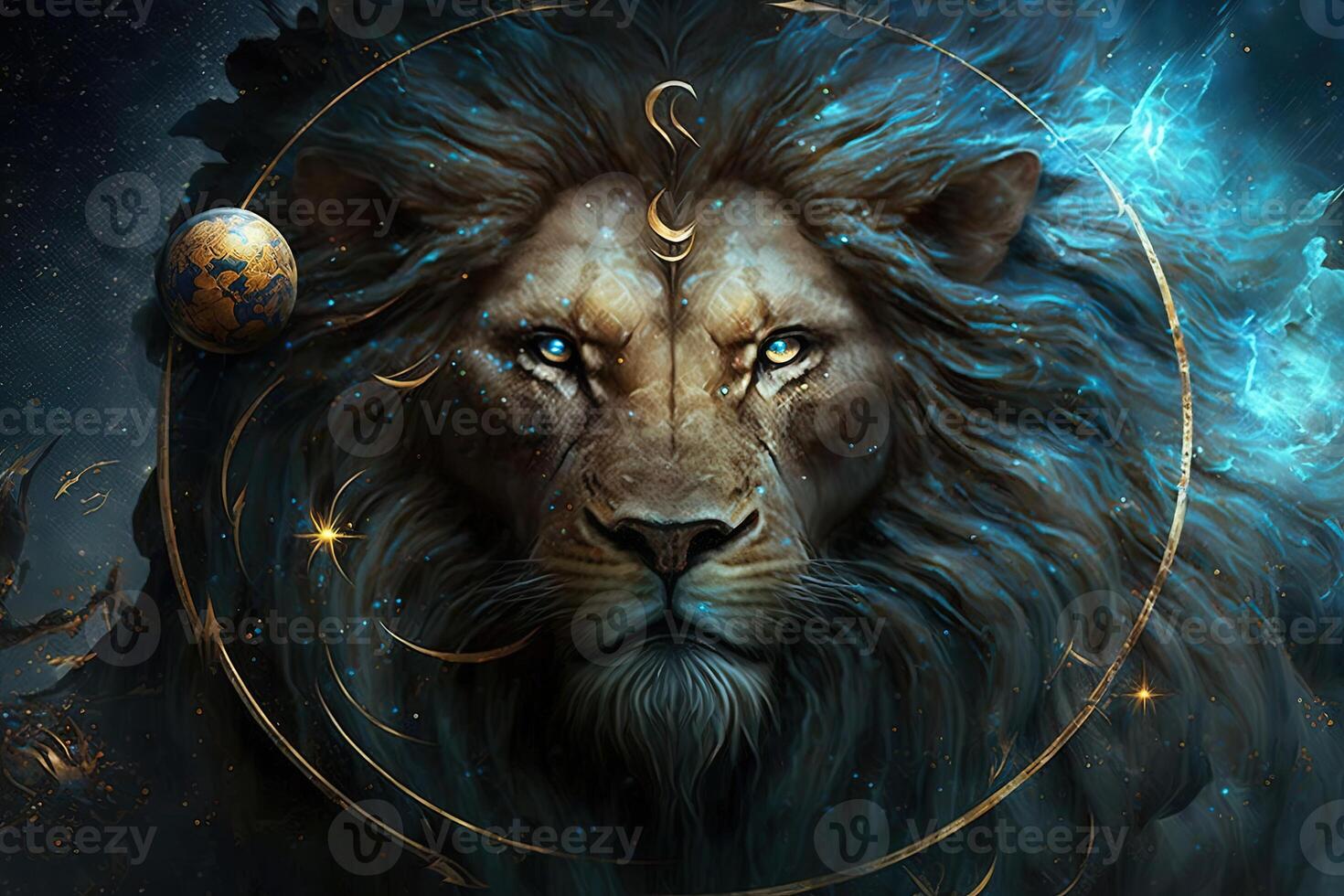Backdrop Of Sacred Zodiac Leo Symbols Astrology Alchemy Magic Sorcery And Fortune Telling