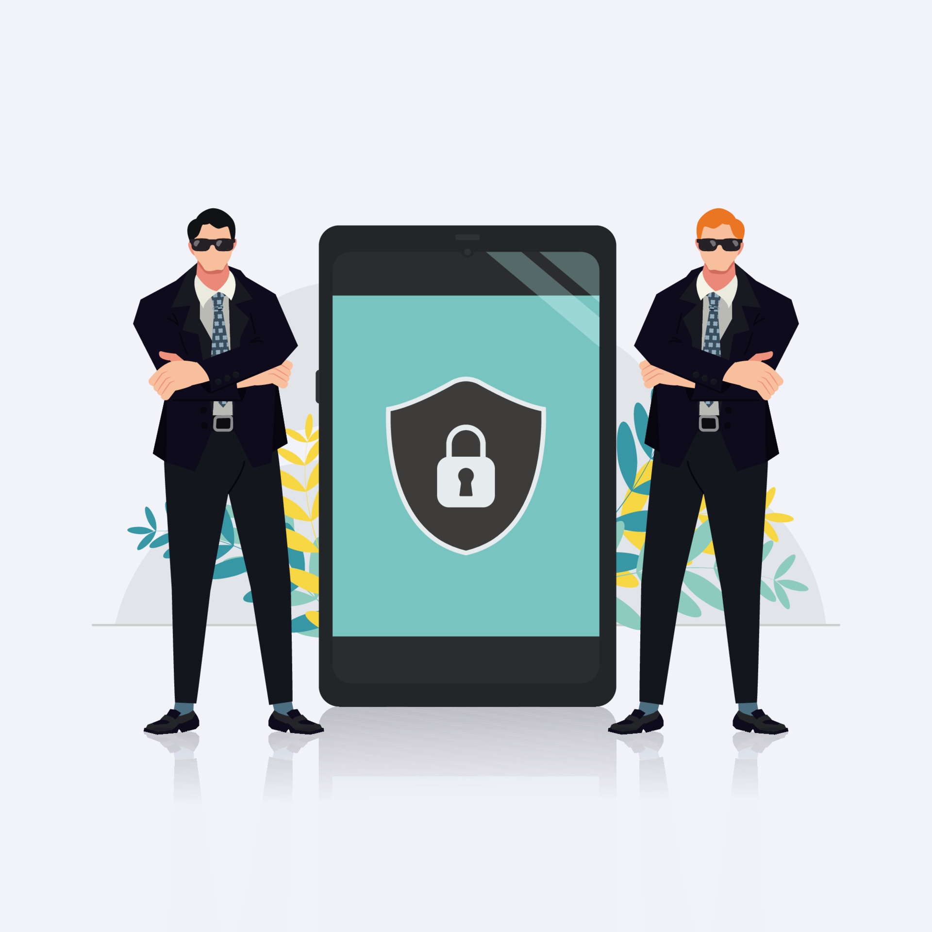 Vector Phone Cyber Security Digital Security Data Protection Concept