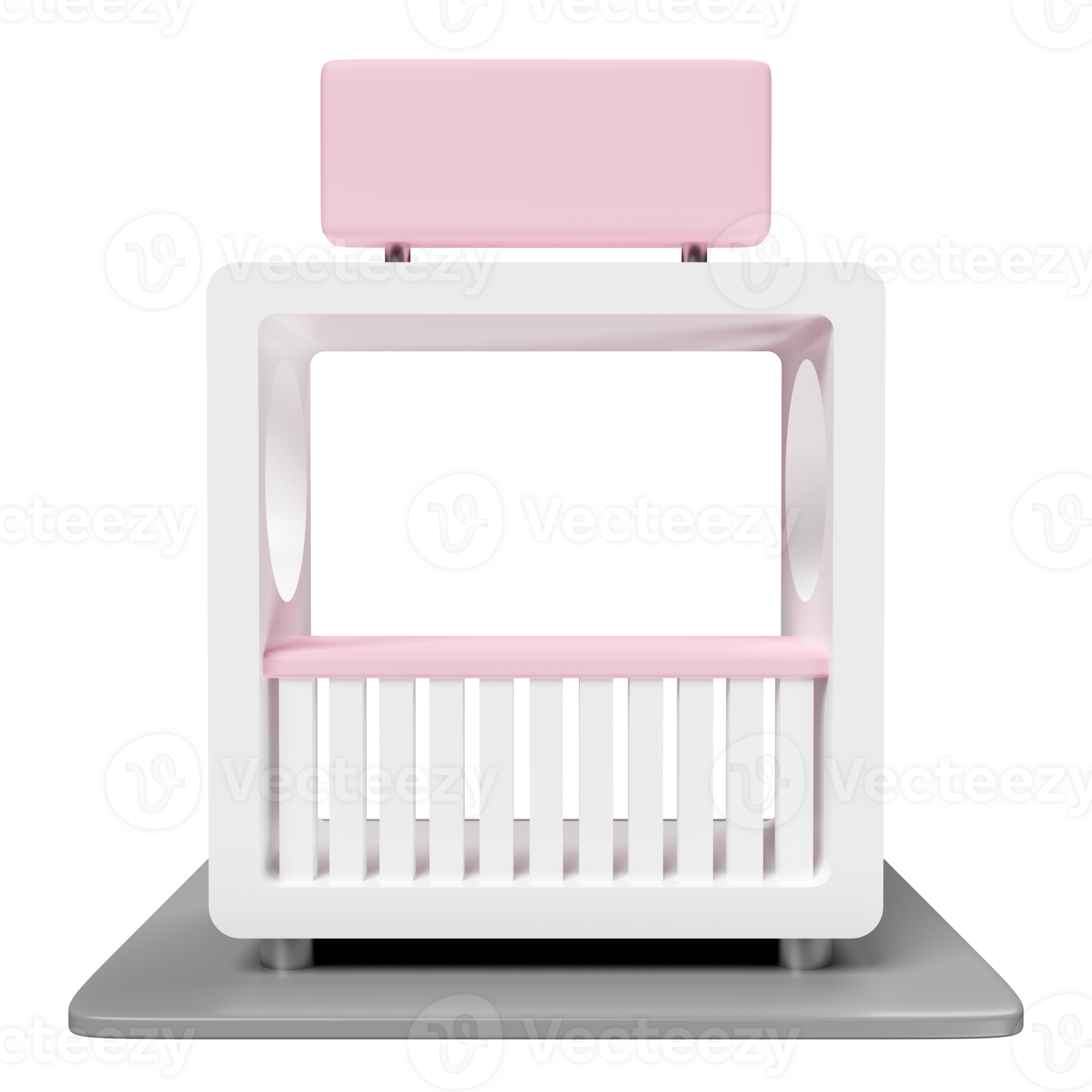 Free 3d Pink White Booth Shop Icon Or Empty Retail Store Front With Shop Sign Isolated Startup
