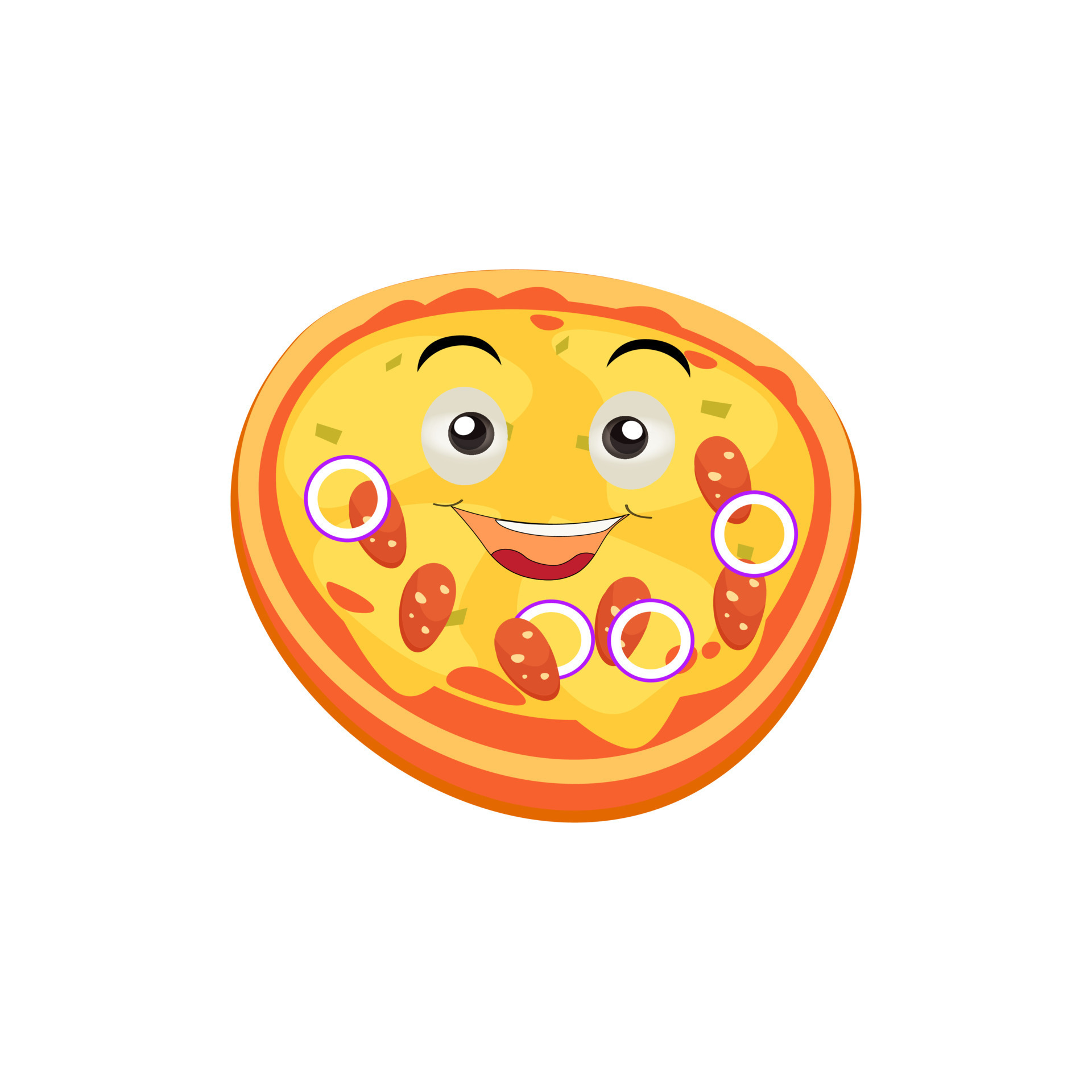 Pizza Cartoon Character Pizza Character Emotions Face Arms And Legs Funny Cartoon Characters