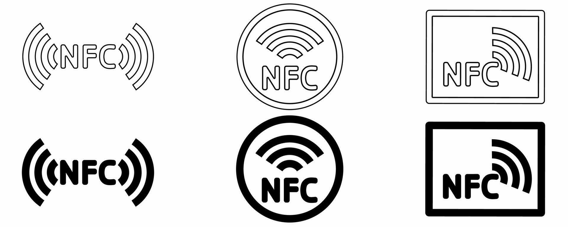outline silhouette nfc icon set isolated on white background 23498169 Vector Art at Vecteezy