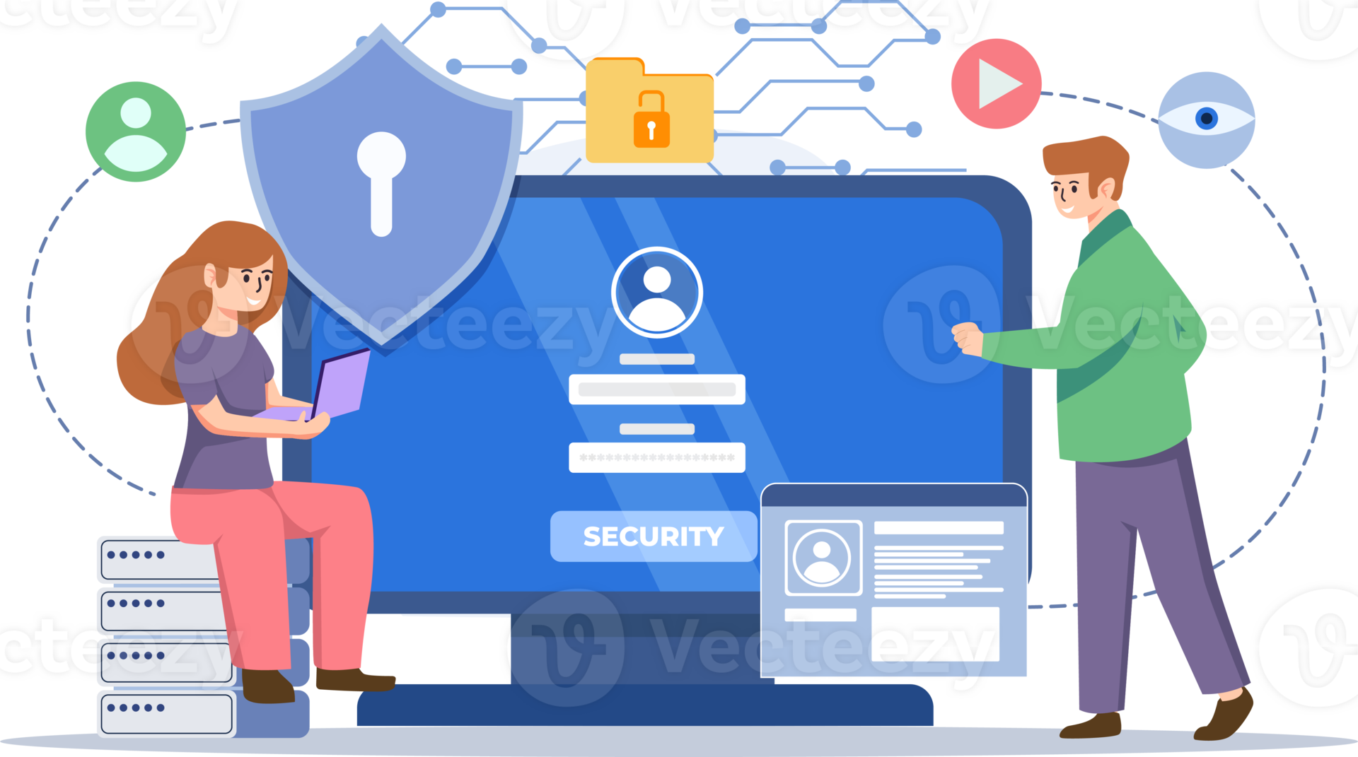 Digital Data Protection Design Illustration Cyber Security Illustration Background Cloud