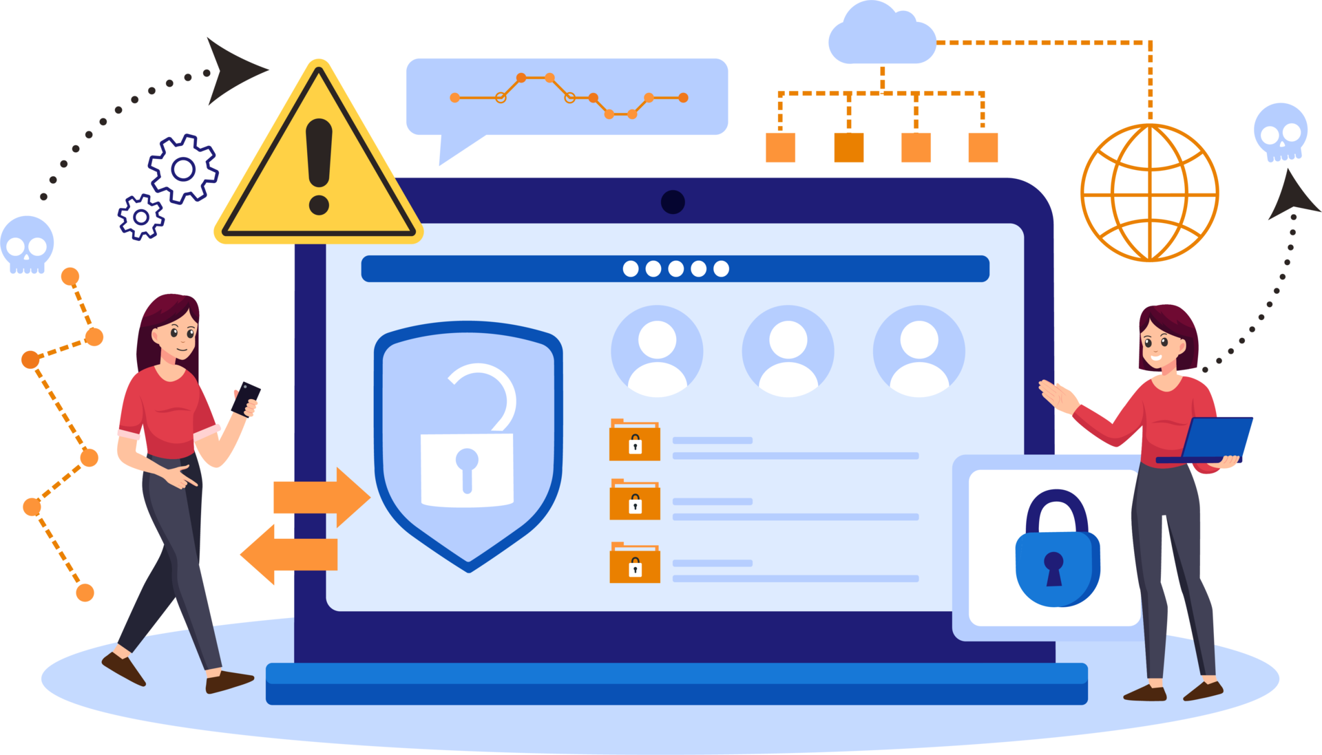 Digital Data Protection Design Illustration Cyber Security Illustration Background Cloud
