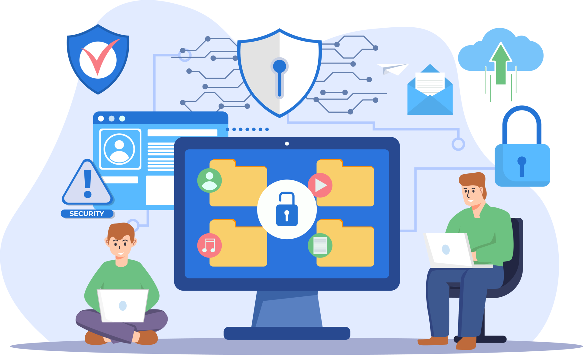 Digital Data Protection Design Illustration Cyber Security Illustration Background Cloud