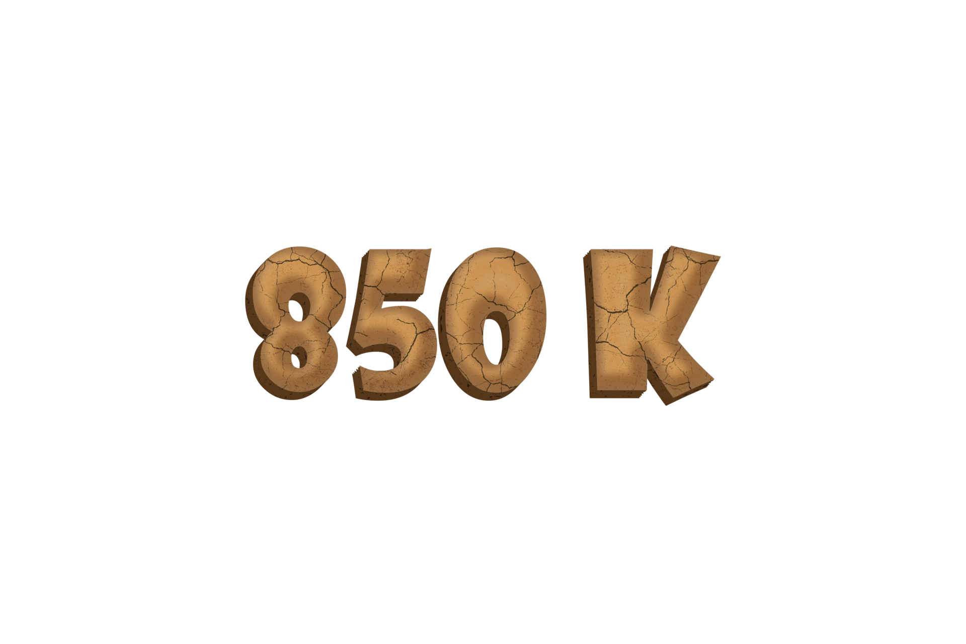 850 k subscribers celebration greeting Number with clay design 23500730 PNG