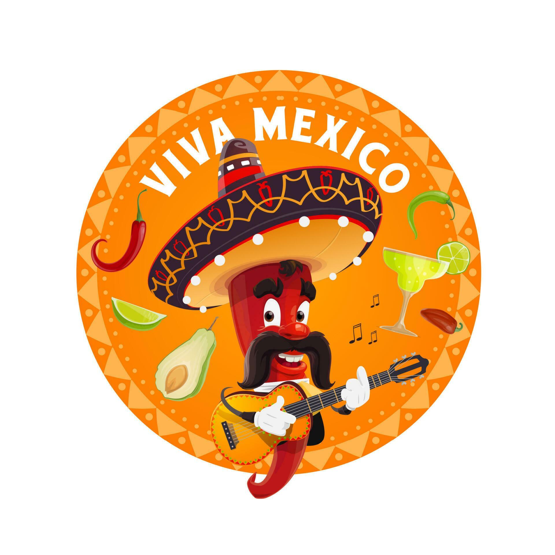 Viva Mexico vector icon. Mariachi chili pepper 23503037 Vector Art at ...