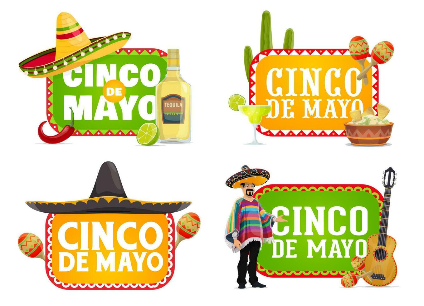 Cinco de Mayo Mexican holiday isolated icons 23503404 Vector Art at ...