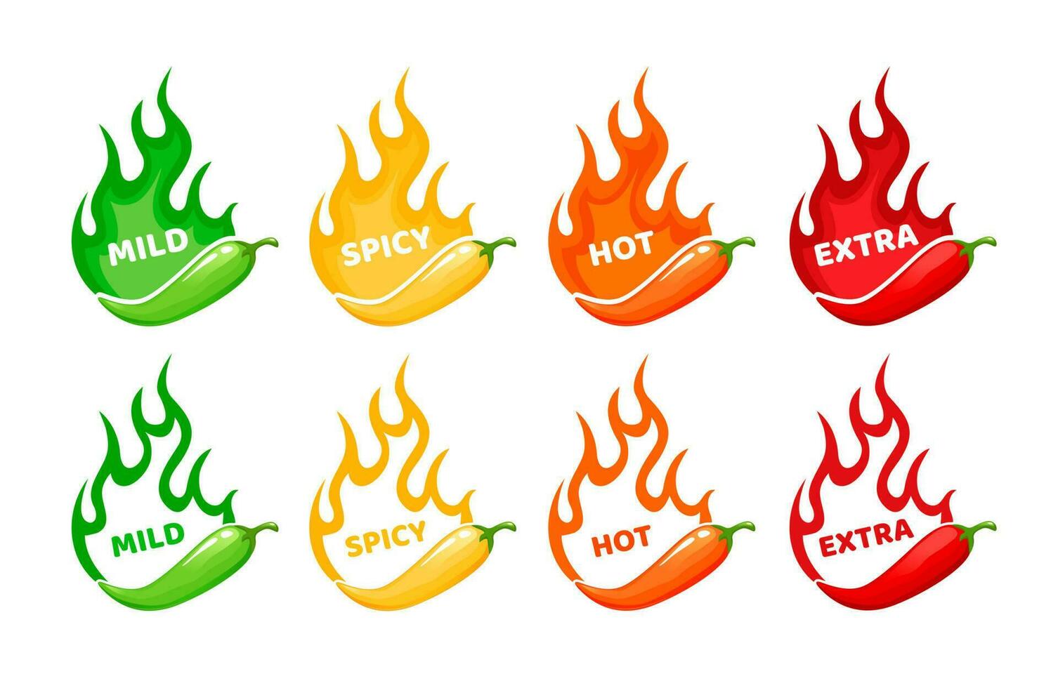 Hot spicy level labels, fire flames, red peppers 23503571 Vector Art at ... Hot spicy level labels, fire flames, red peppers 23503571 Vector Art at ...