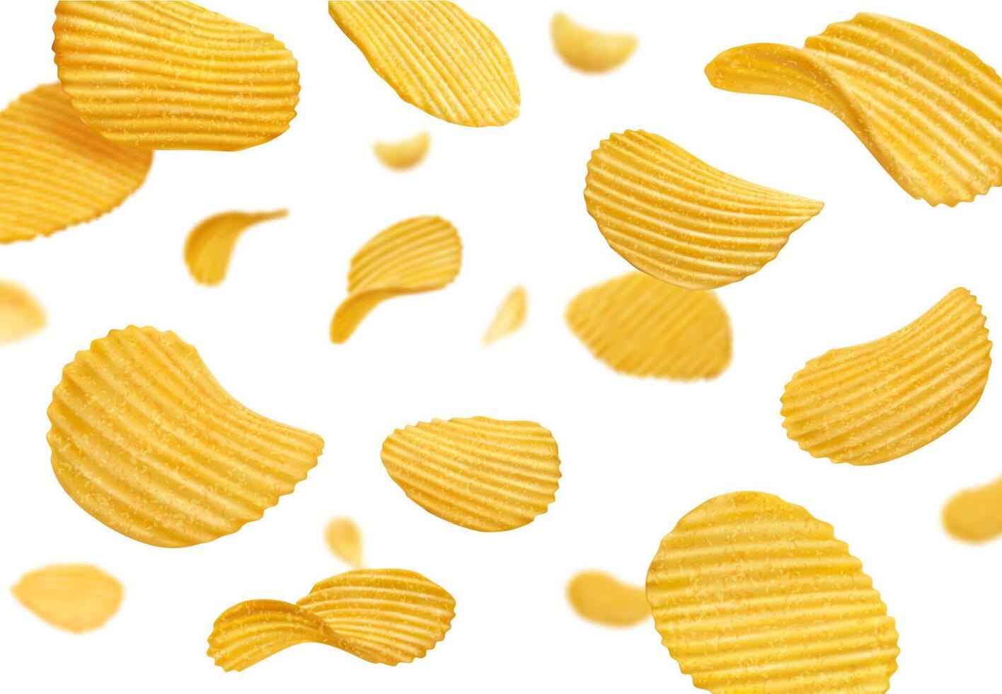 Flying, falling crispy ripple potato chips splash 23503684 Vector Art ... Flying, falling crispy ripple potato chips splash 23503684 Vector Art ...
