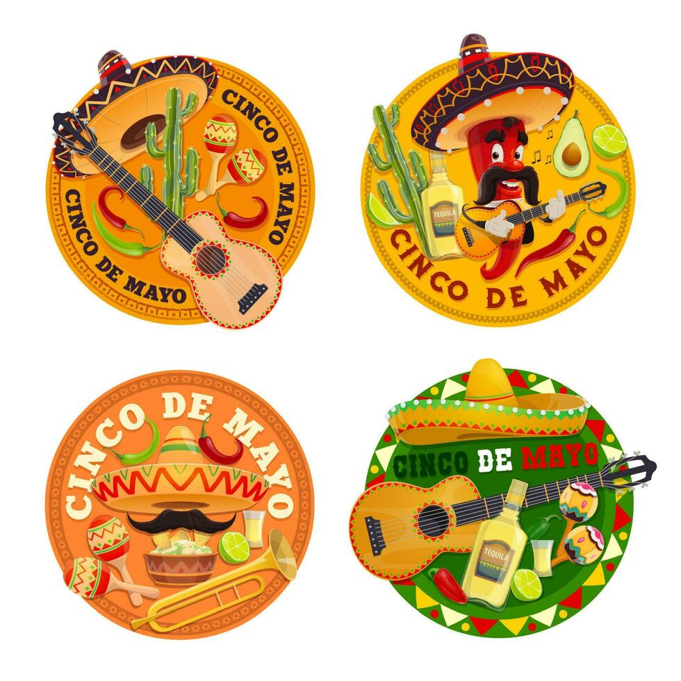 Cinco de Mayo Mexican holiday chilli and sombreros 23504026 Vector Art ...