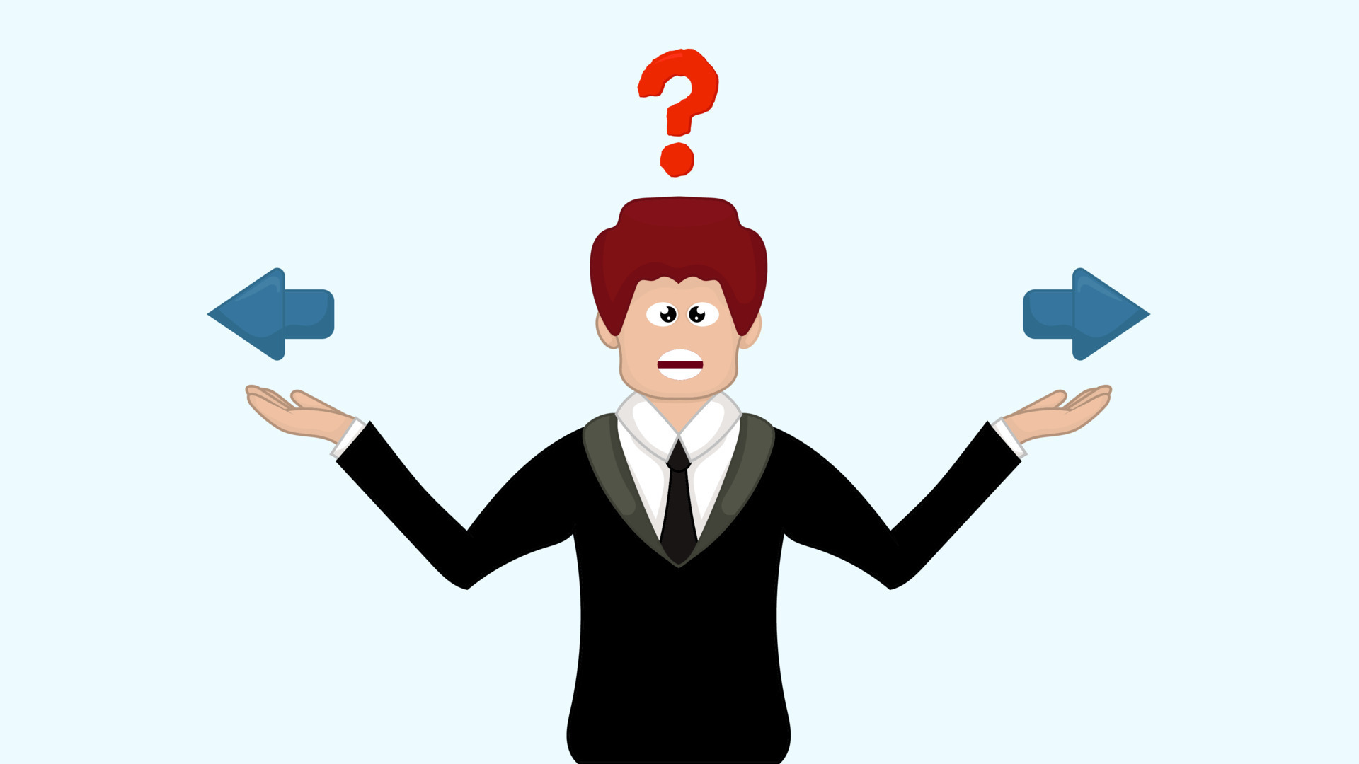 Business man is confused choice between two options. Business concept ... Business man is confused choice between two options. Business concept ...